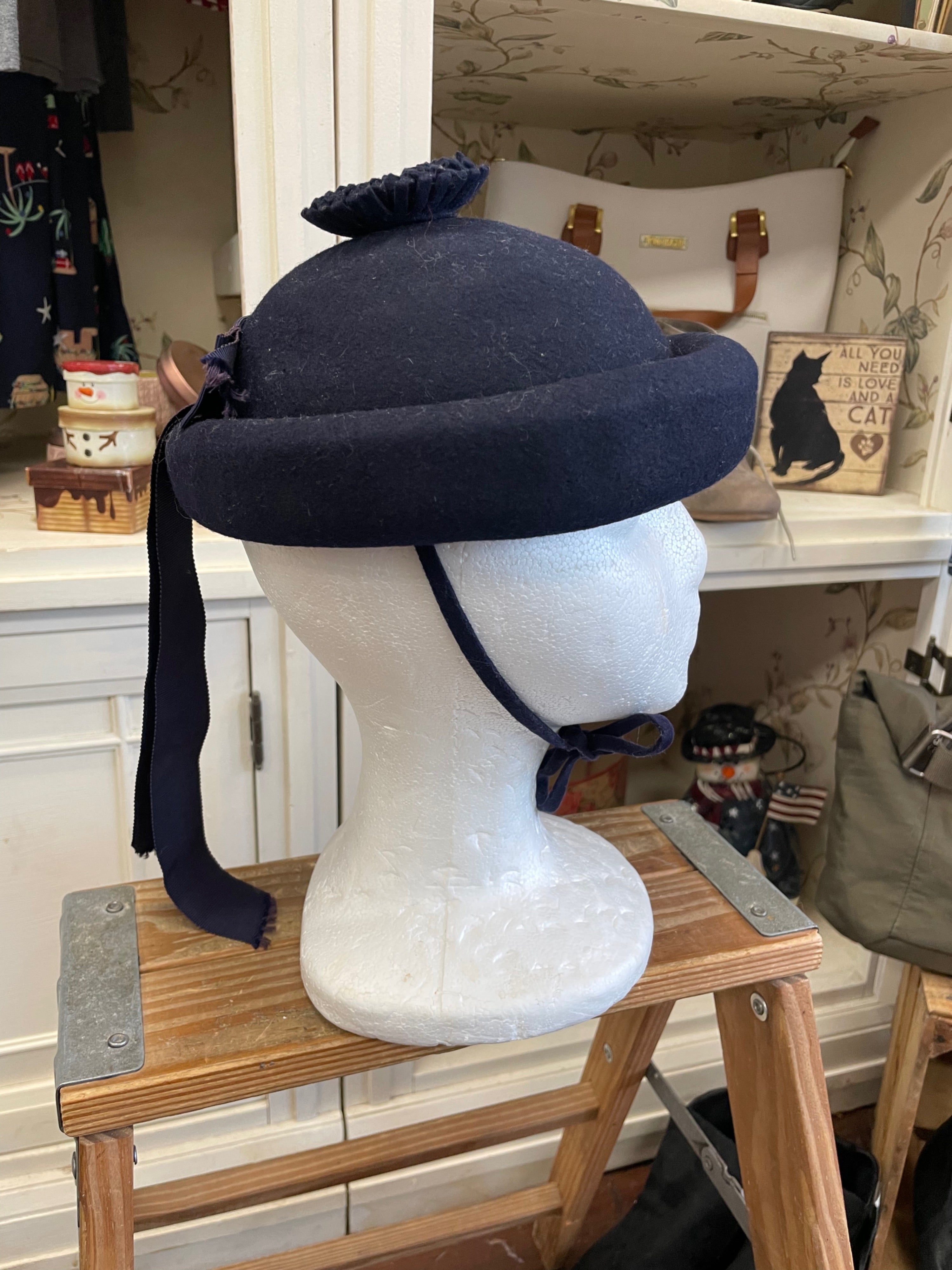 Vintage 40’s Navy Wool Hat by Merrimac Hat Corp | Shop THRILLING