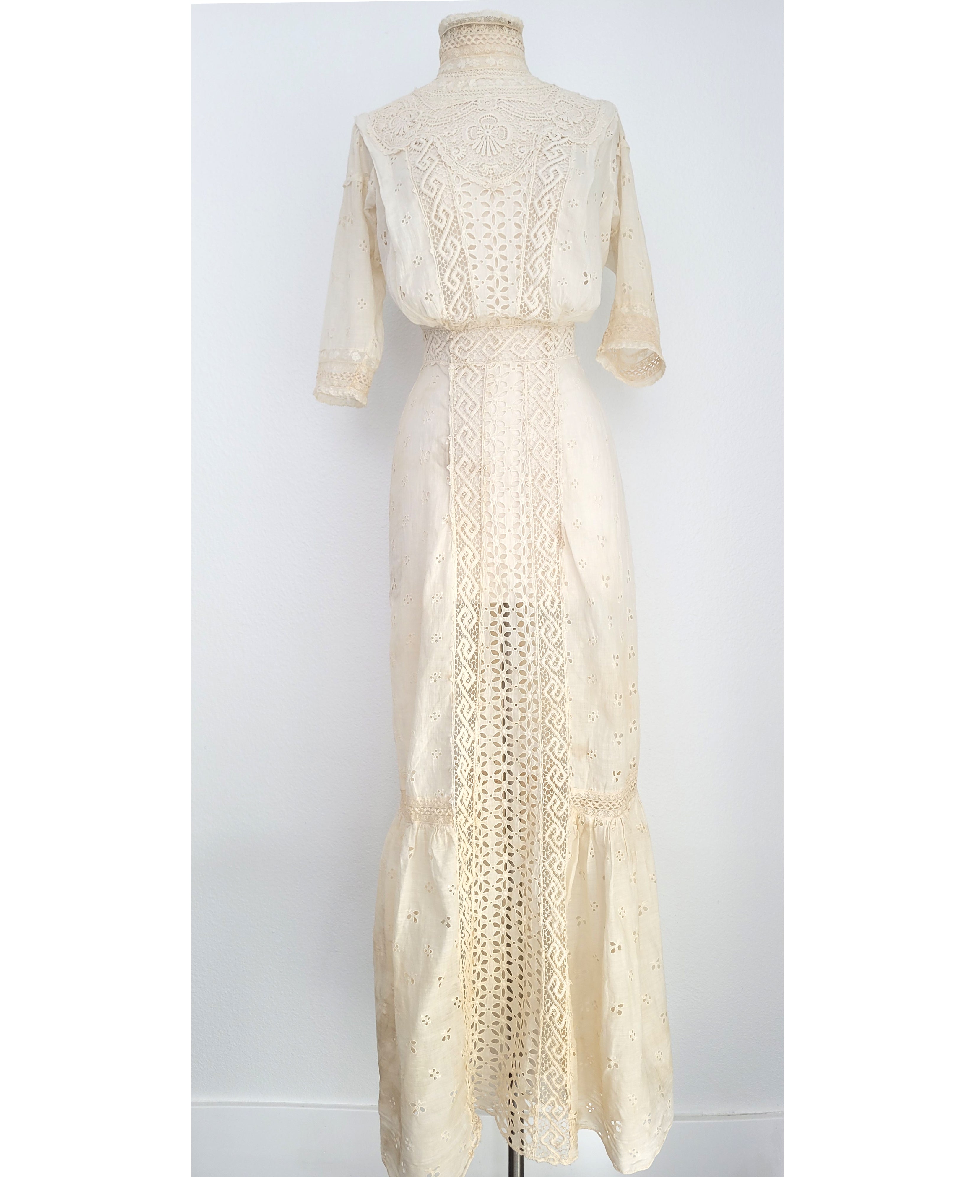 Edwardian Vintage Monobosom Maxi Dress Lace Embroidery | Shop THRILLING