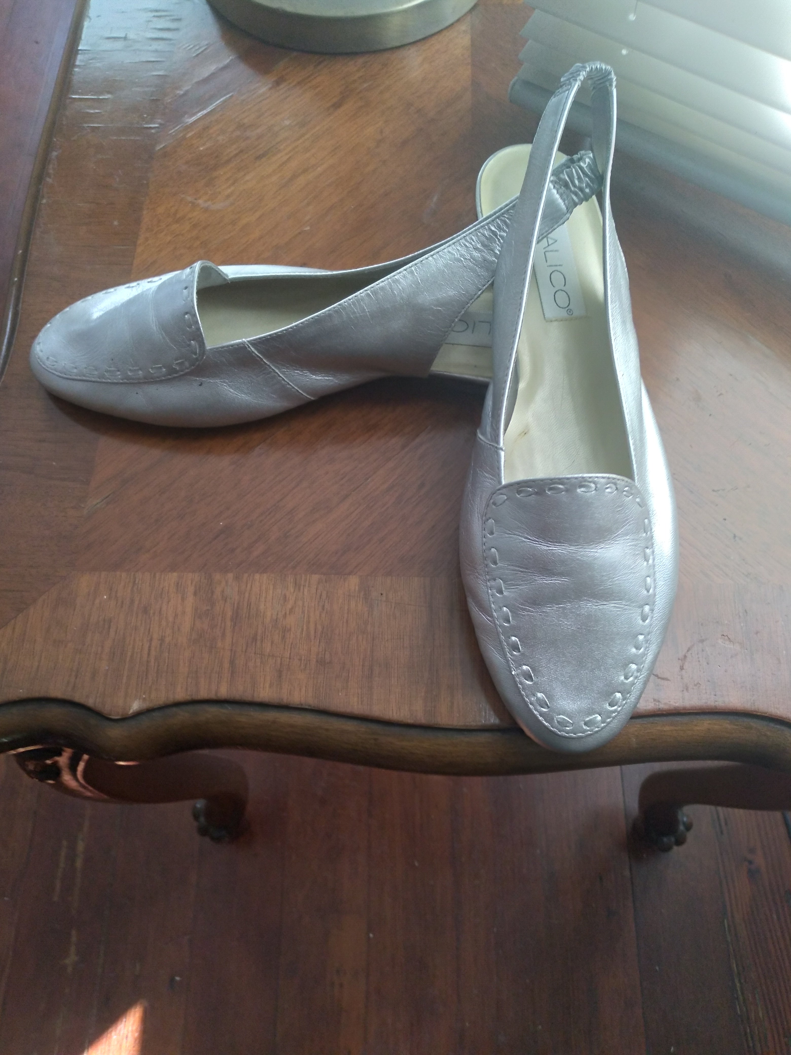 Vintage Silver Slingback Flat Sandal By Calico | Shop THRILLING
