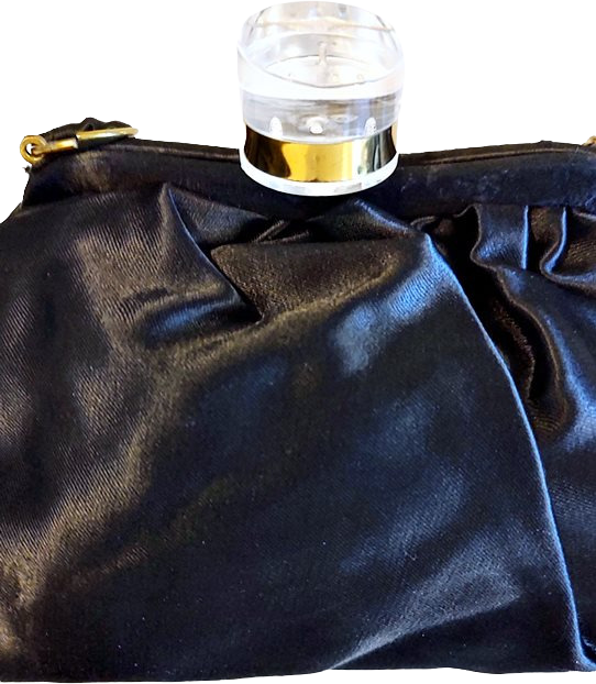 Vintage 40s Black Satin Evening Bag With Clear Lucite Clasp | Shop ...