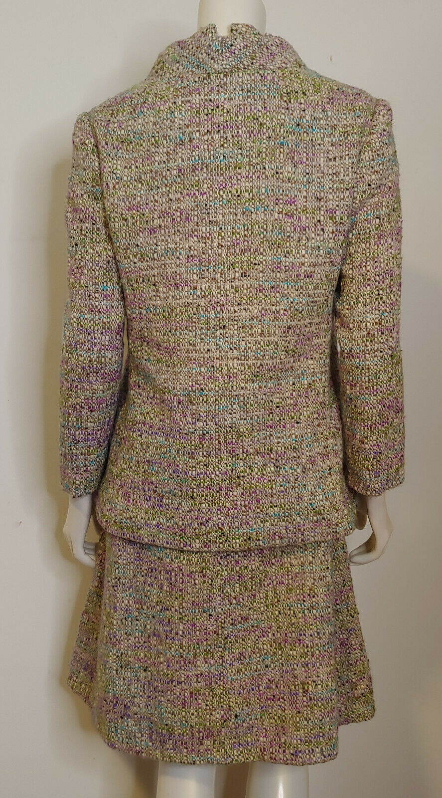 Vintage 70s/80s Pink Purple Blue Wool Tweed Dress Jacket Suit M By ...