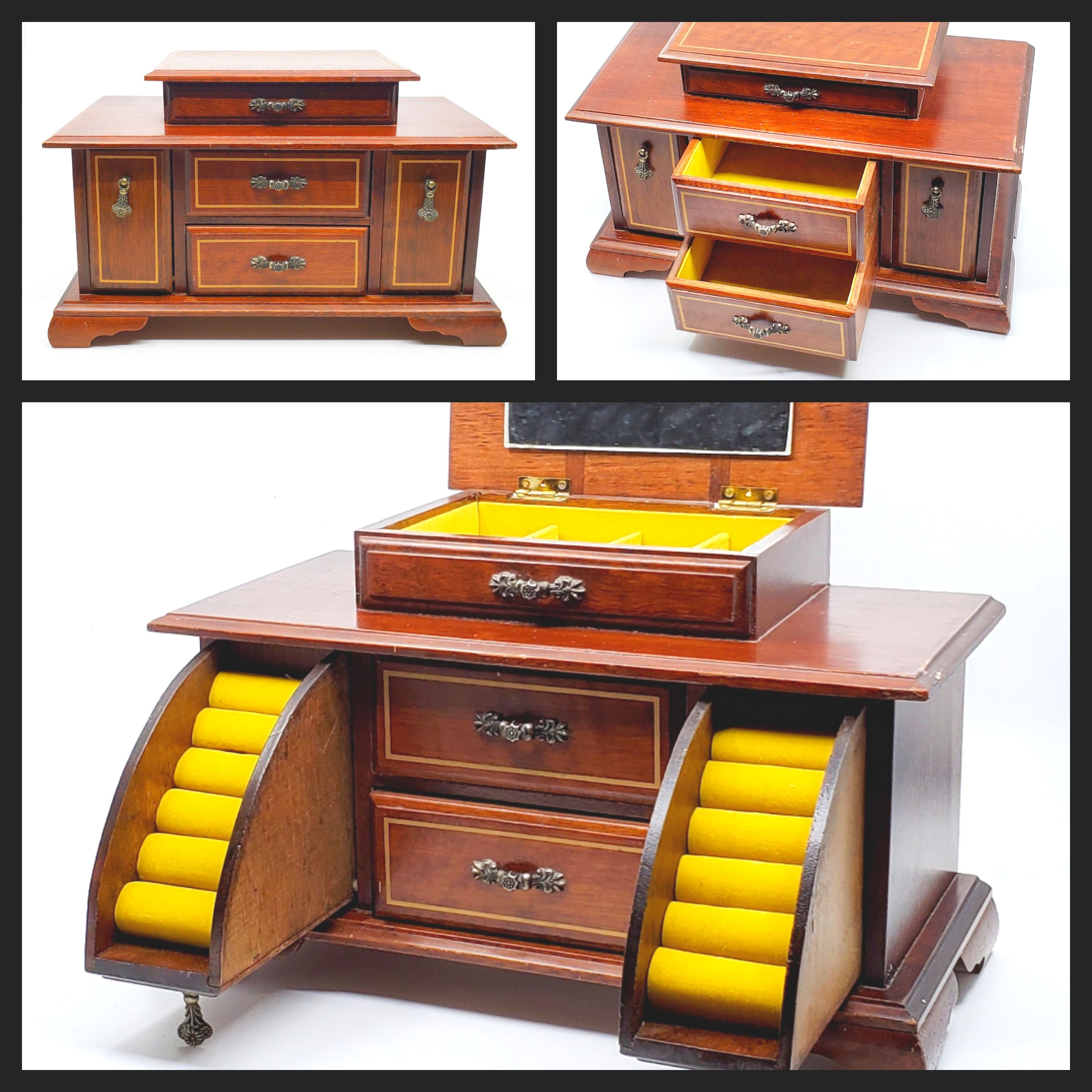 Vintage 70s Large Wooden Jewelry Organizer Music Box | Shop THRILLING