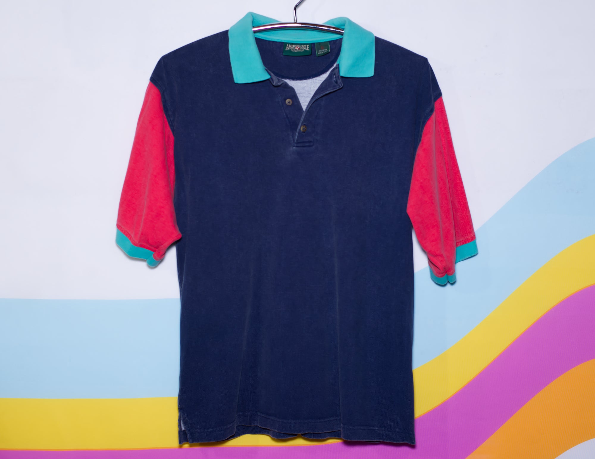 Vintage 80s Colorblock Polo Shirt By American Eagle Outfitters | Shop ...