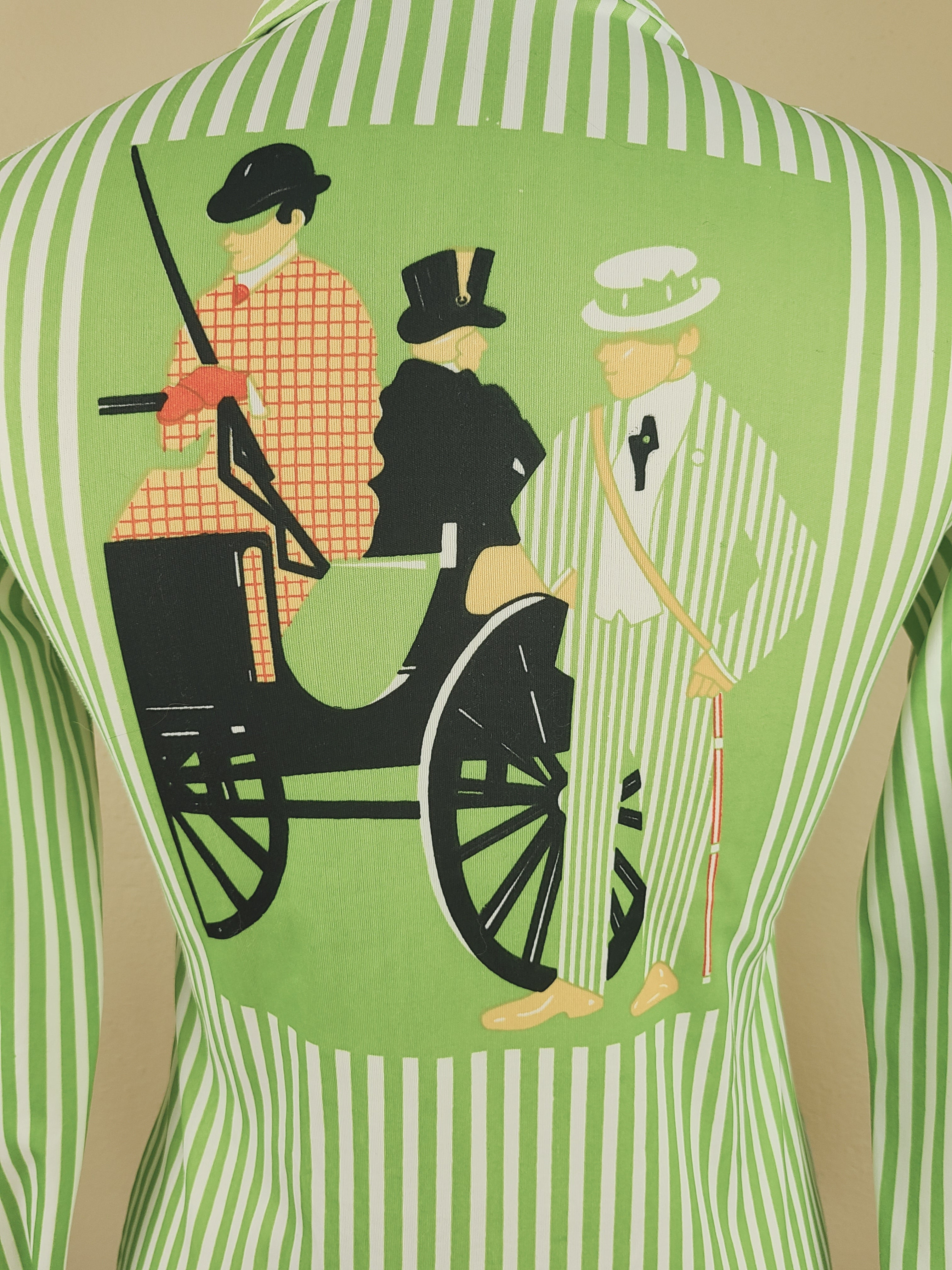 Vintage 70s Ladies Medium Polyester Green White Striped Dandy By Sultra ...