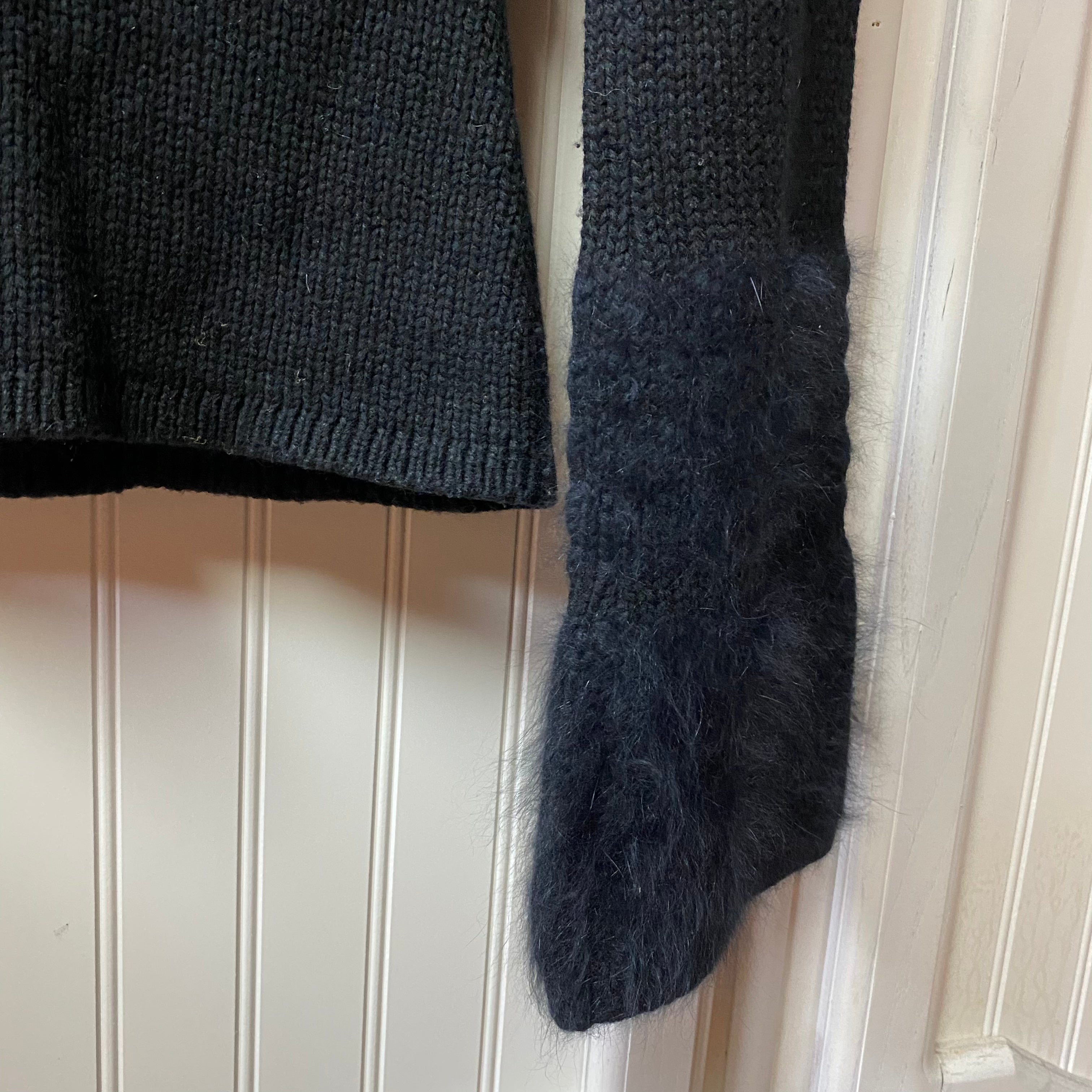 Vintage 90s Mock Neck Bell Sleeve Angora Blend Black Sweater By Newport ...
