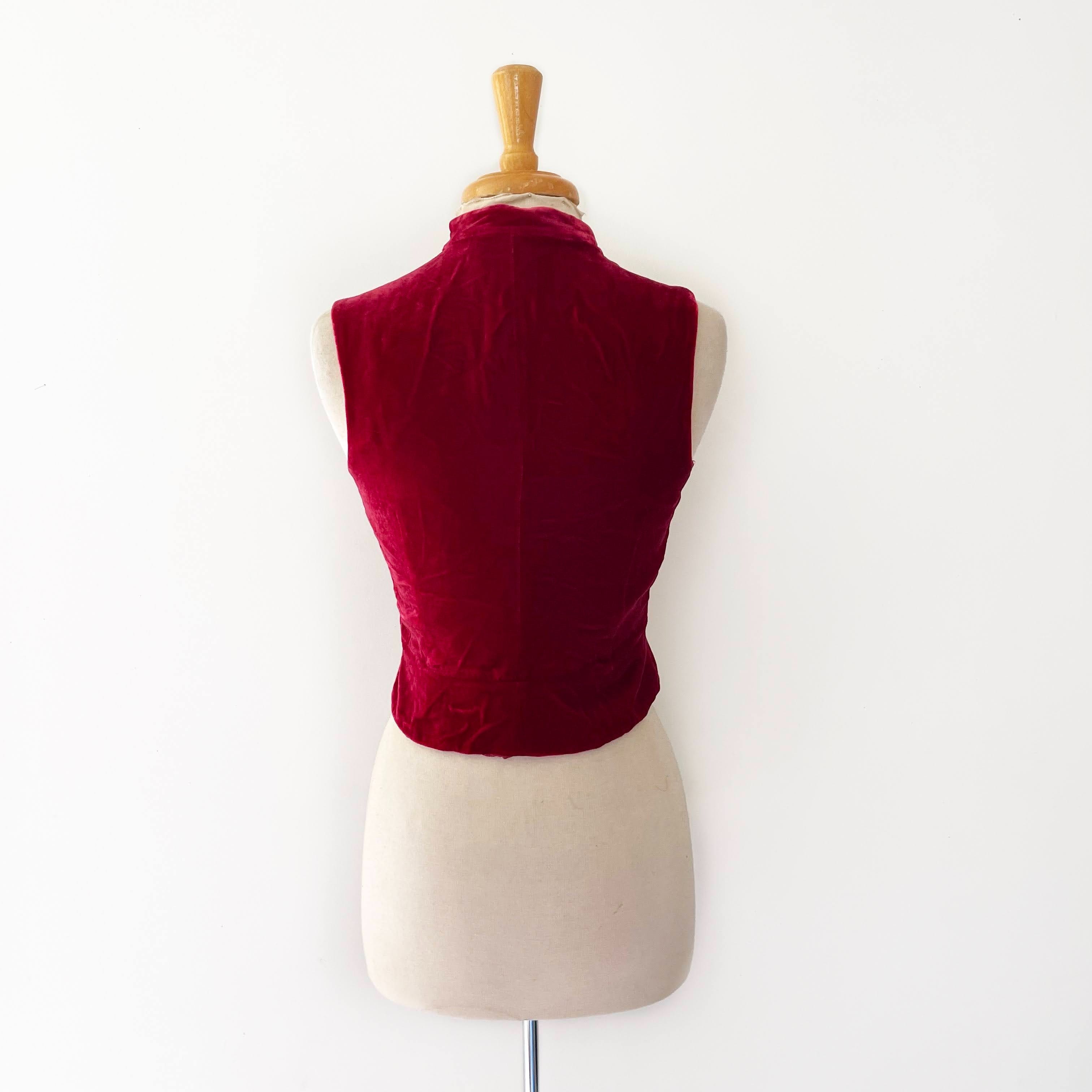 Vintage 90’s Garnet Red Velvet Vest Waistcoat by GAP | Shop THRILLING
