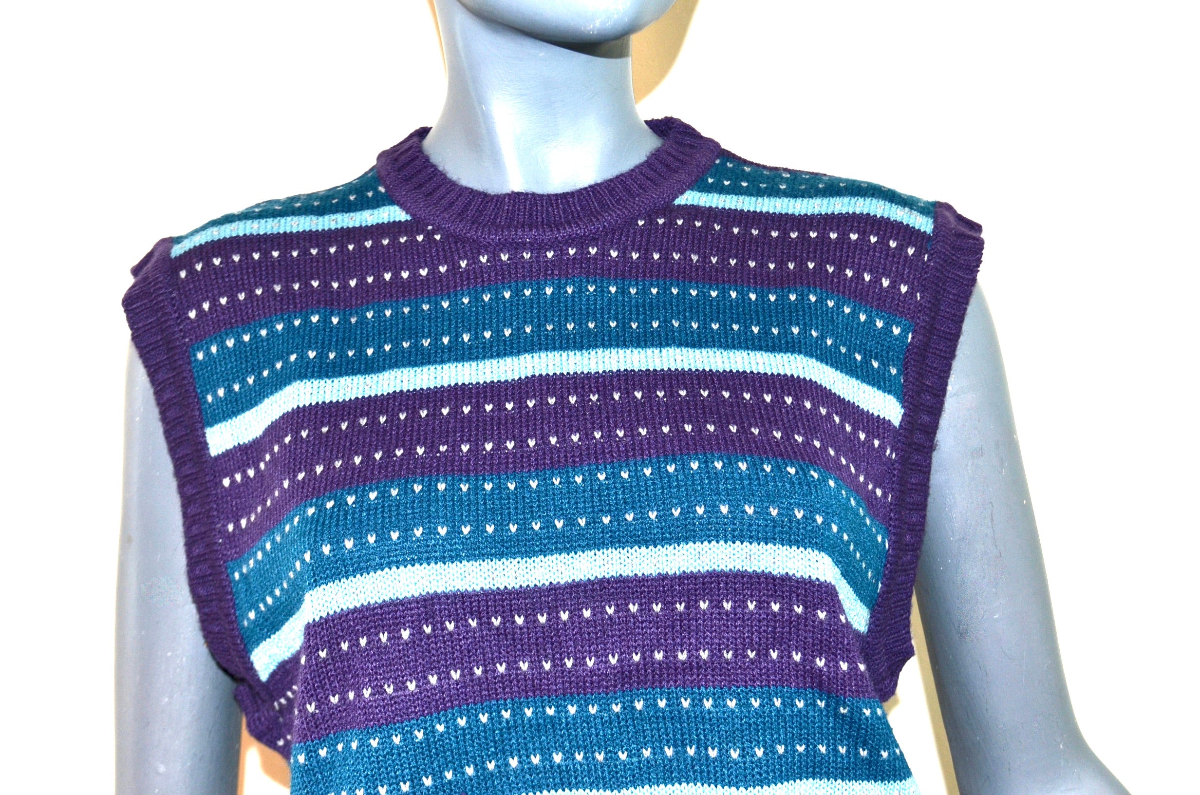 Vintage 80s 80s Preppy Oversized Sweater Vest. Stripes. L By Russ Togs ...