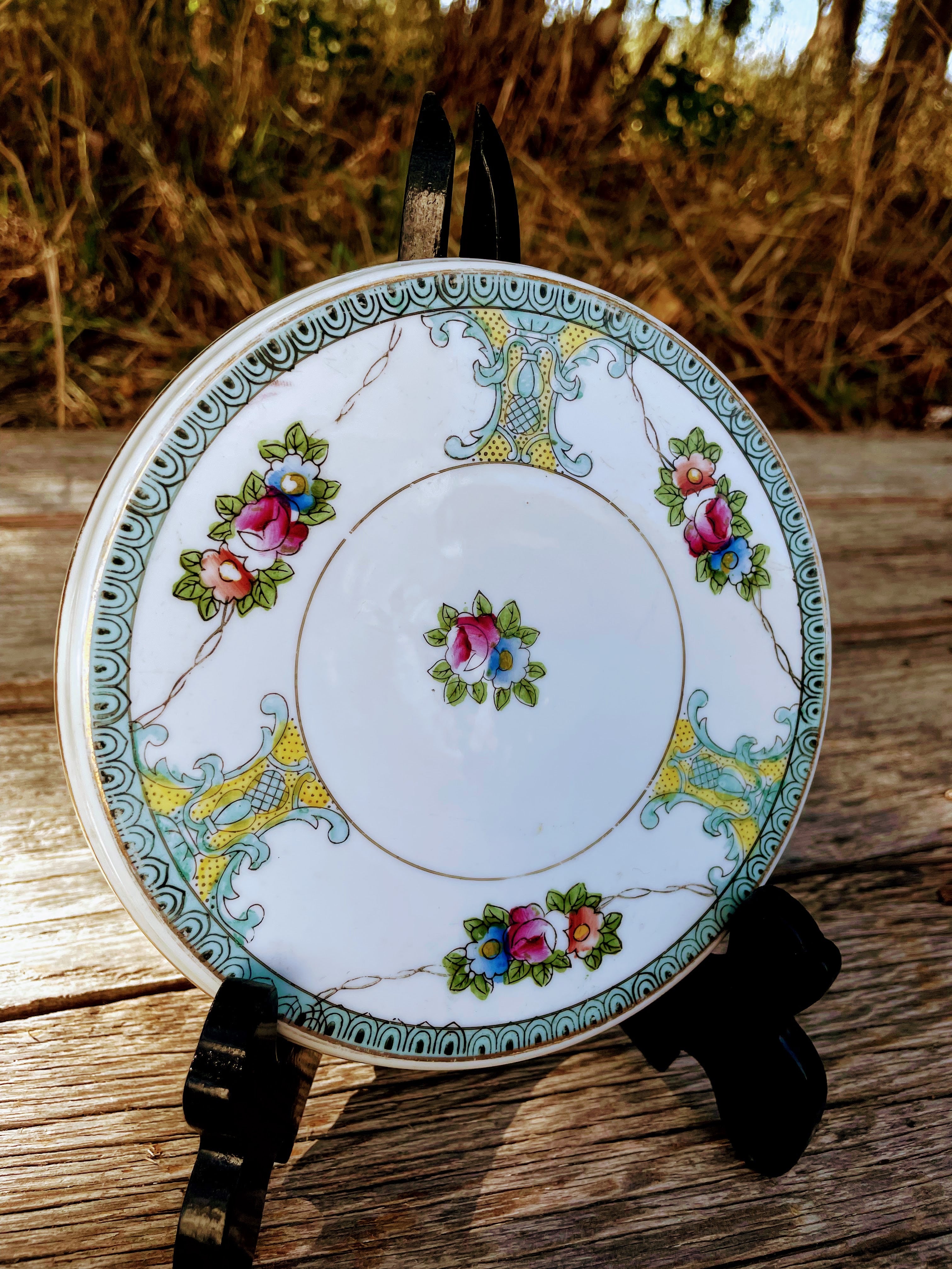 Vintage 30s Tea Trivet Hot Plate Hand Painted Flowers By Noritake ...