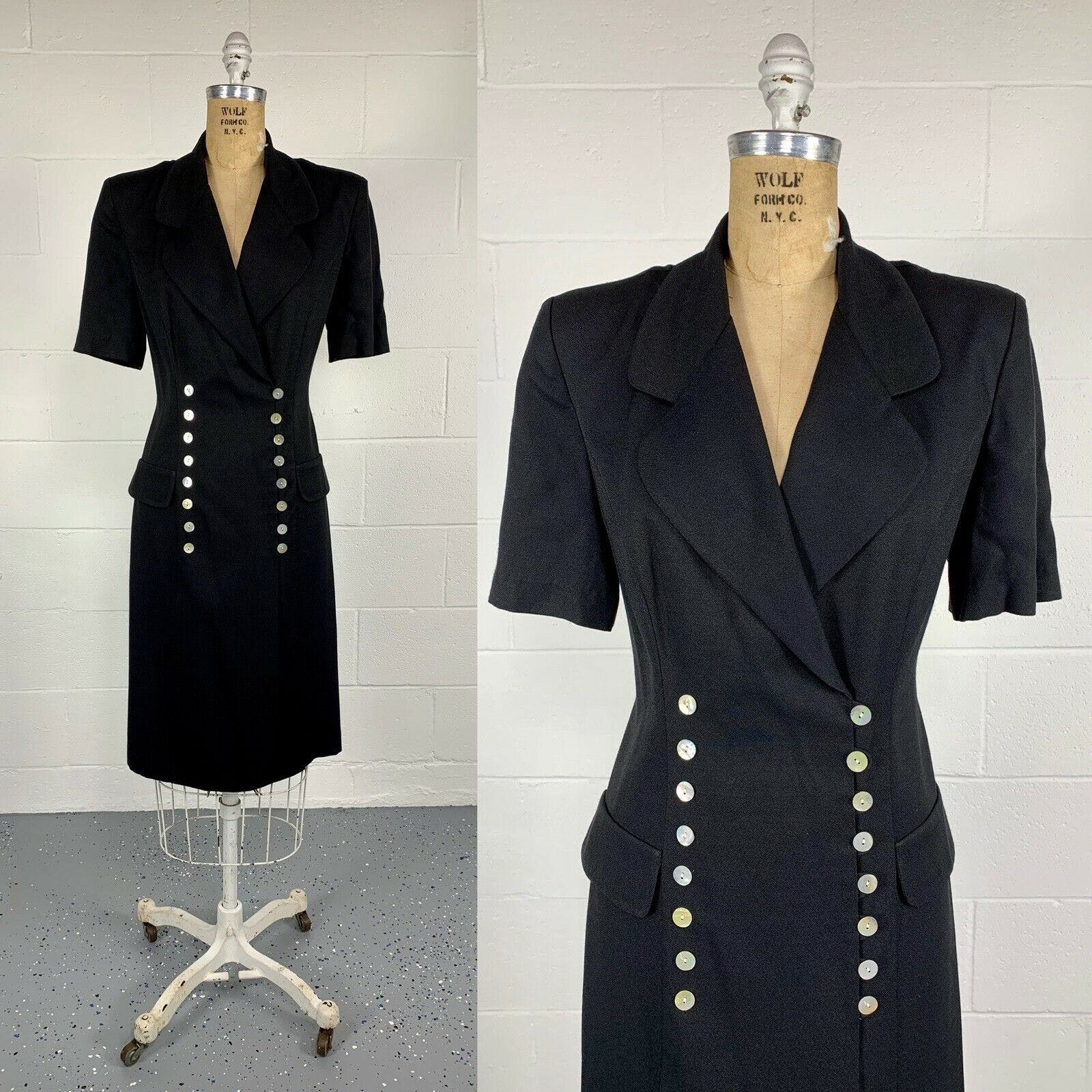 Vintage 80’s Academia Black Double Breasted Blazer Dress by Dani Max ...