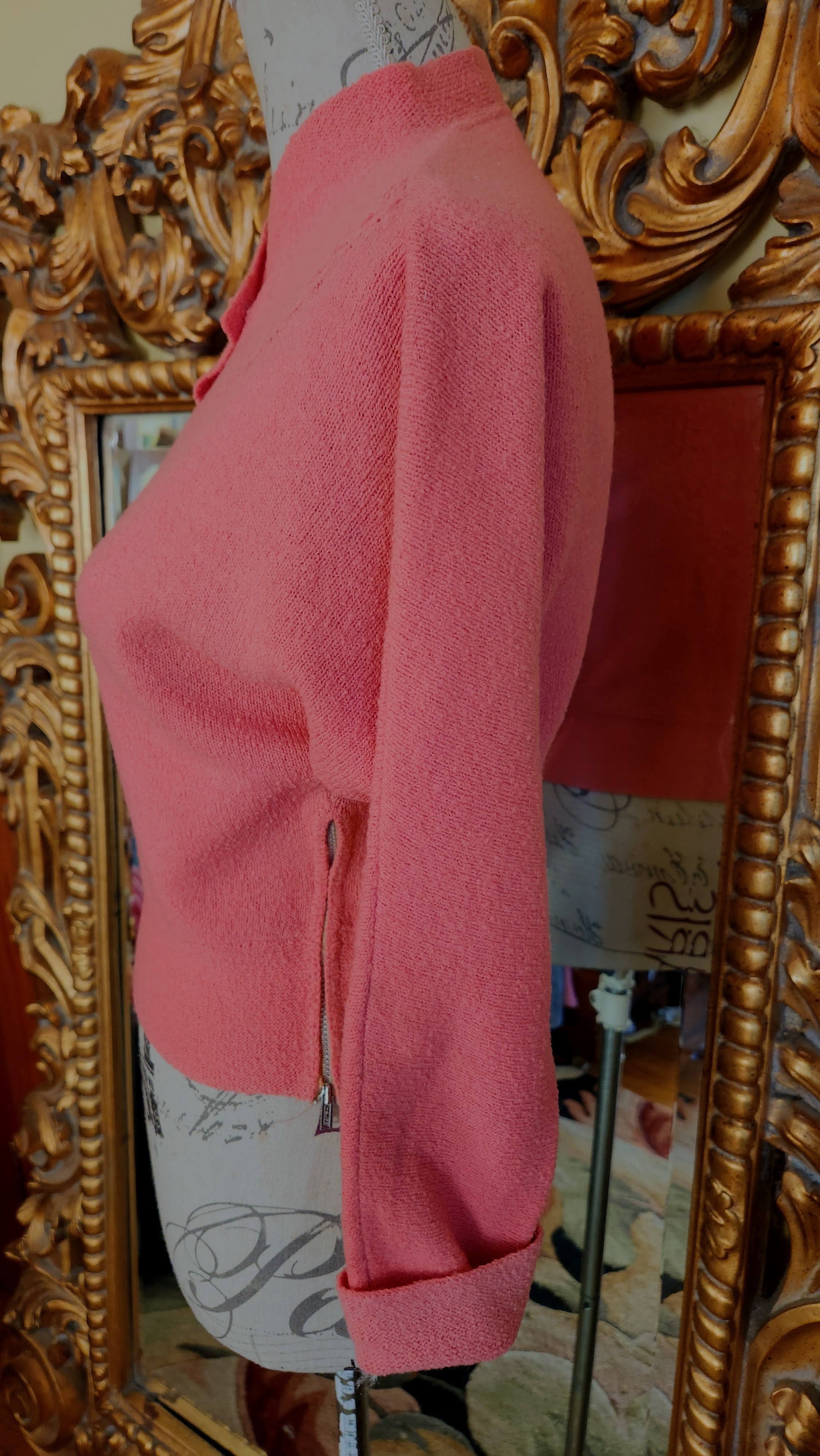 Vintage 50s Coral Pink Button Neck Dolman Sleeve Pinup Sweater | Shop ...