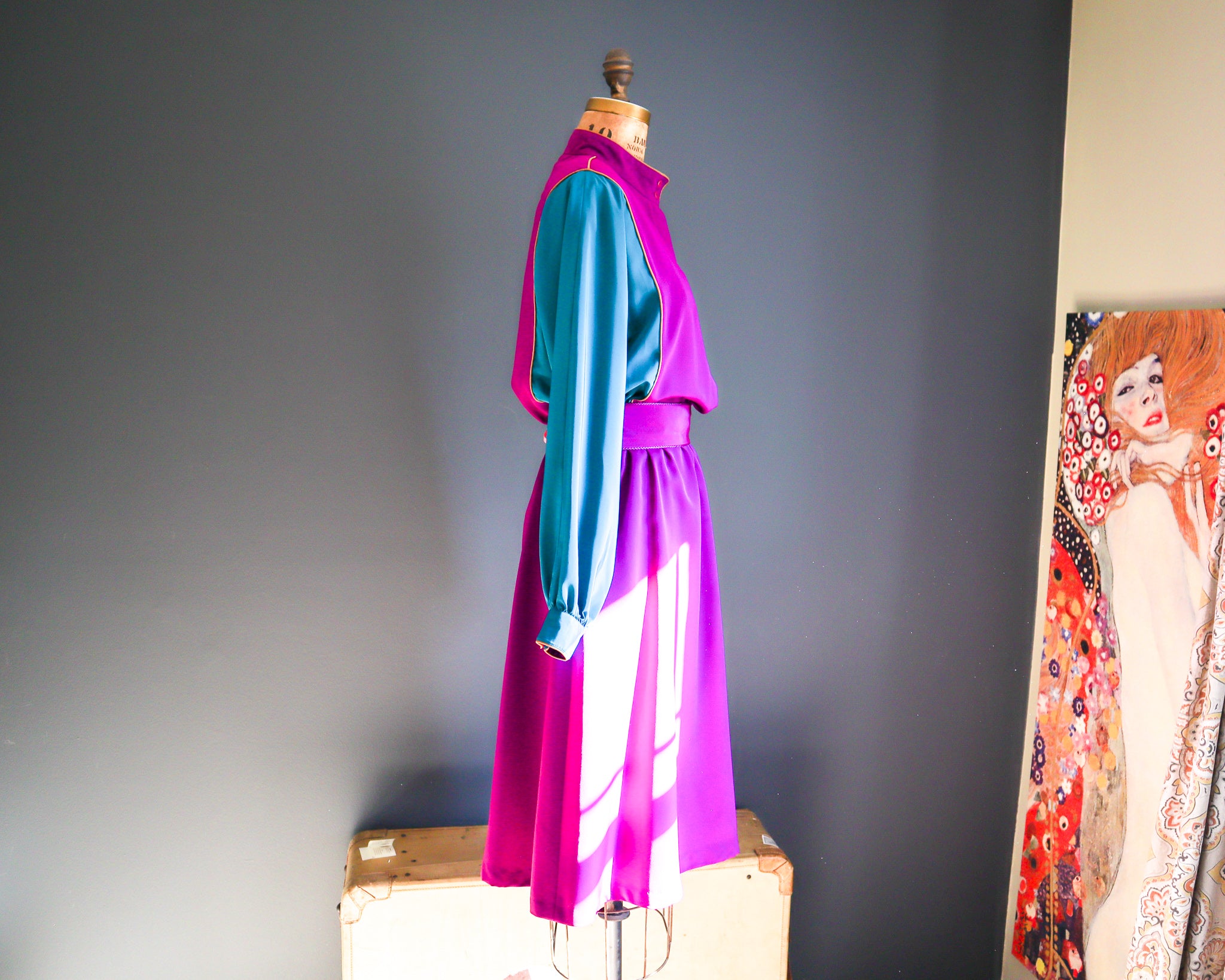 Vintage 80s Colorblock Long Sleeve Dress By Sasson | Shop THRILLING