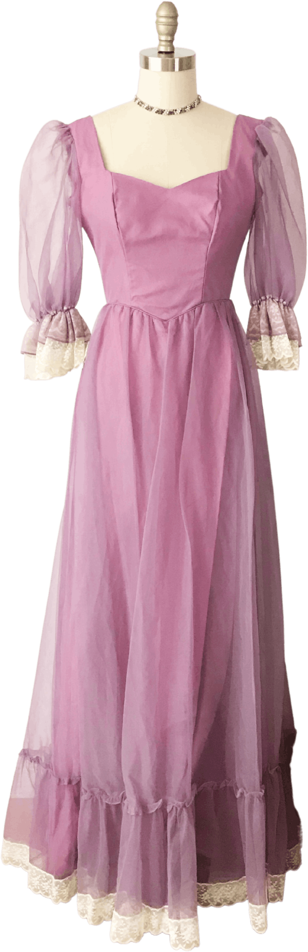 Vintage 70's Purple Regency Puff Sleeve Maxi Dress | Shop THRILLING