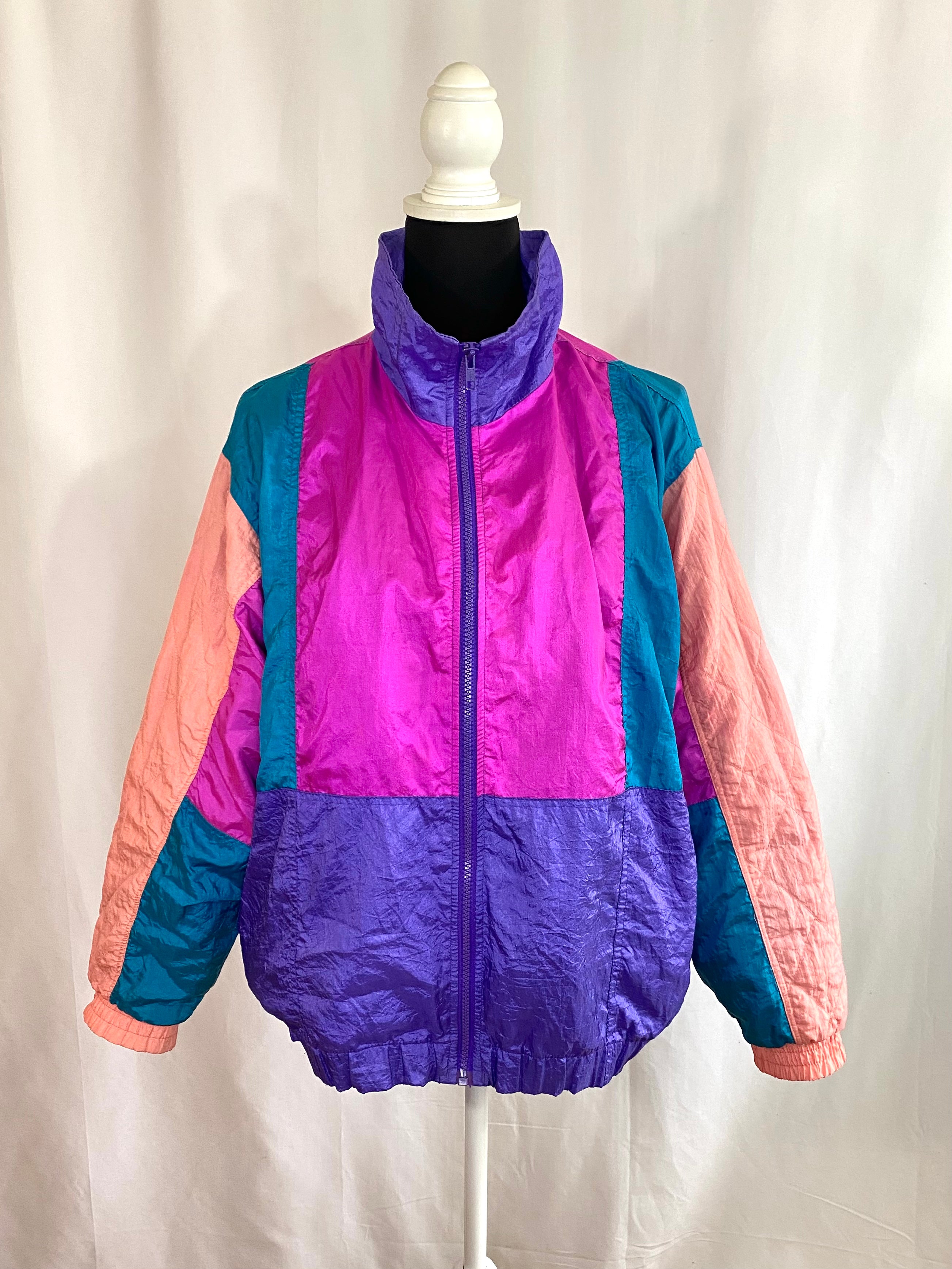 80s/90s Colorblock Pastel Zip Front Vintage Track Jacket By Panasia ...
