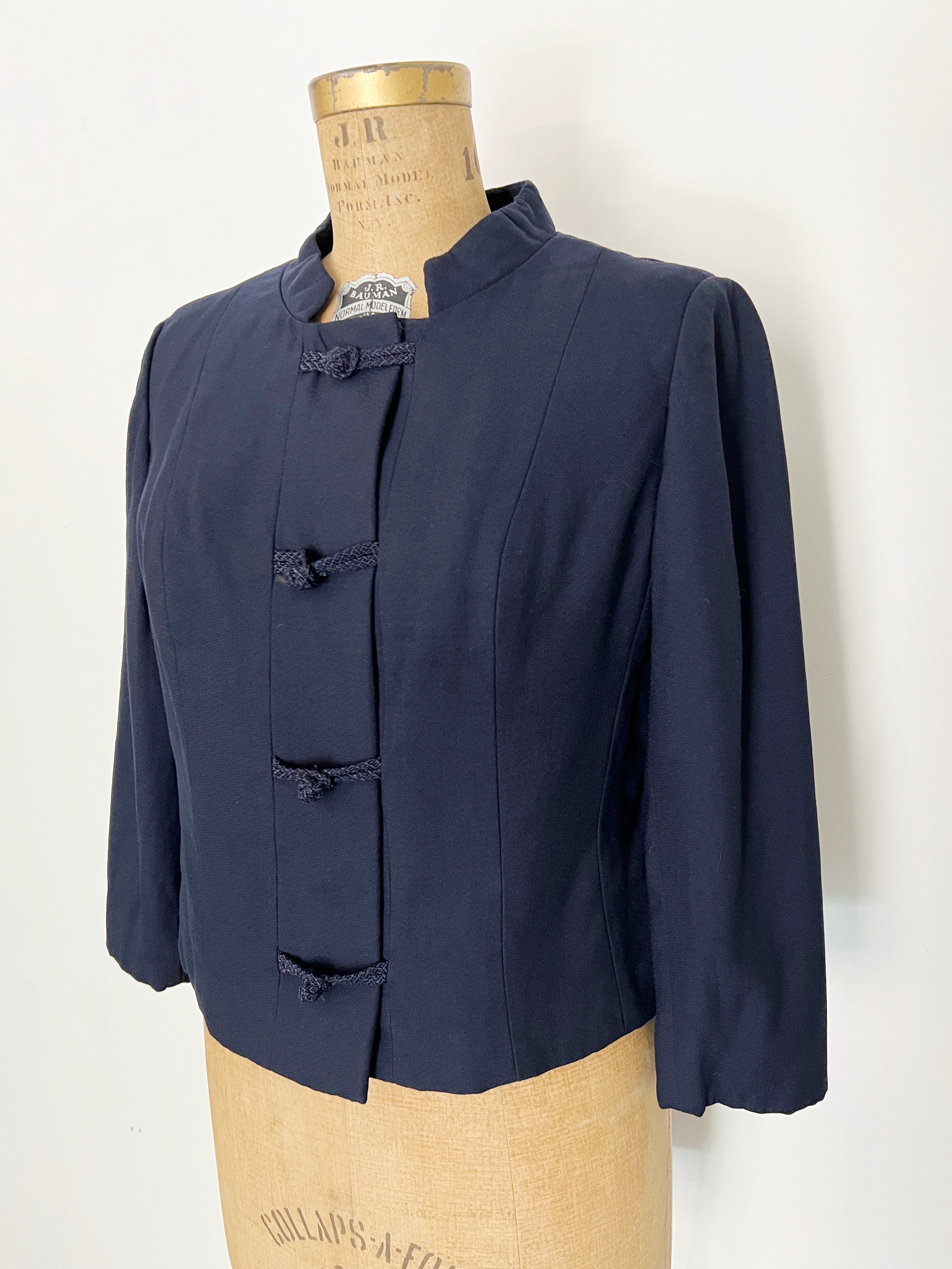 Vintage 50s/60s Navy Blue Boxy Crepe Jacket By Granat | Shop THRILLING