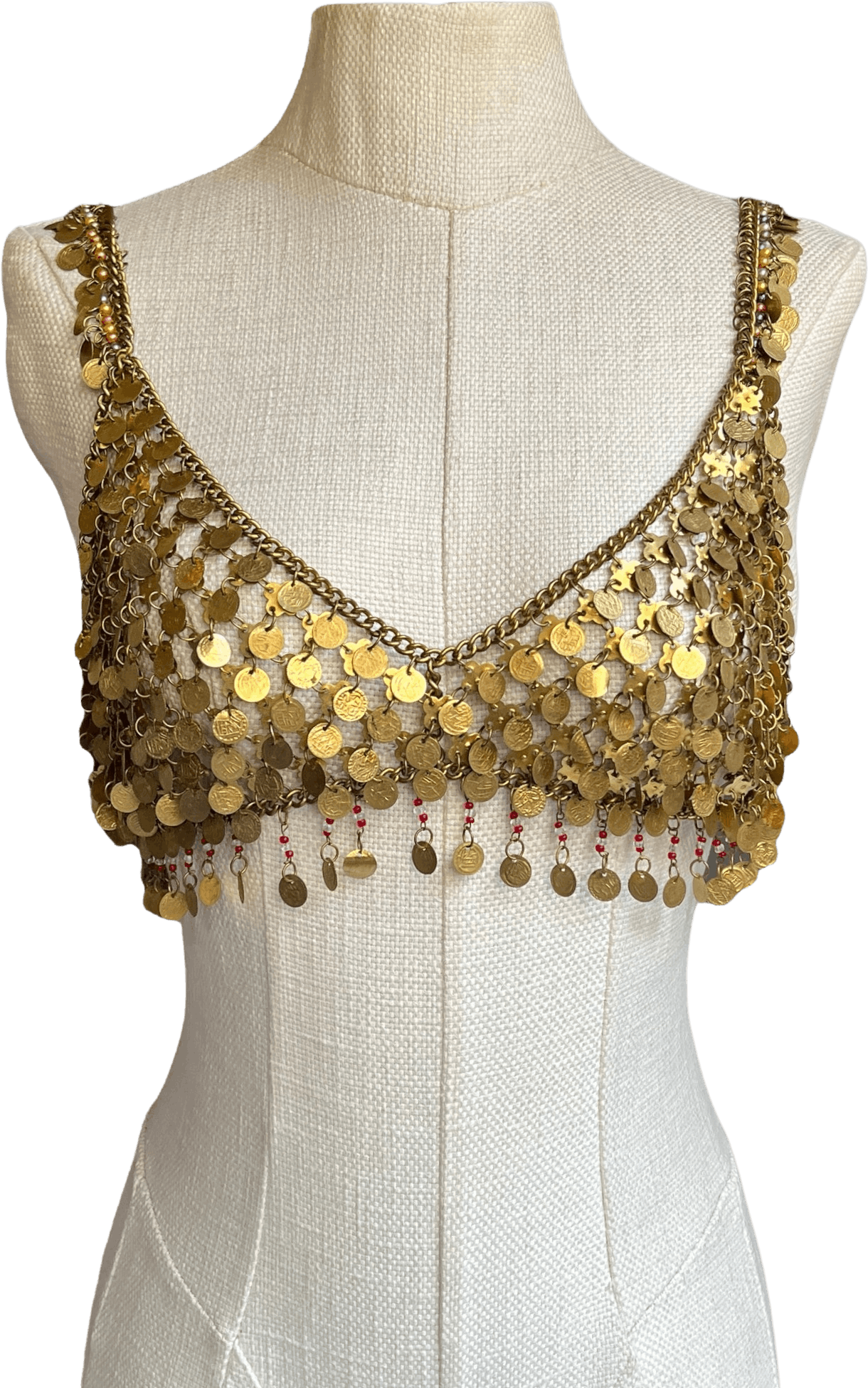 Vintage 70s Egyptian Chain Mail Coin Fringe Belly Dancer Bra | Shop ...