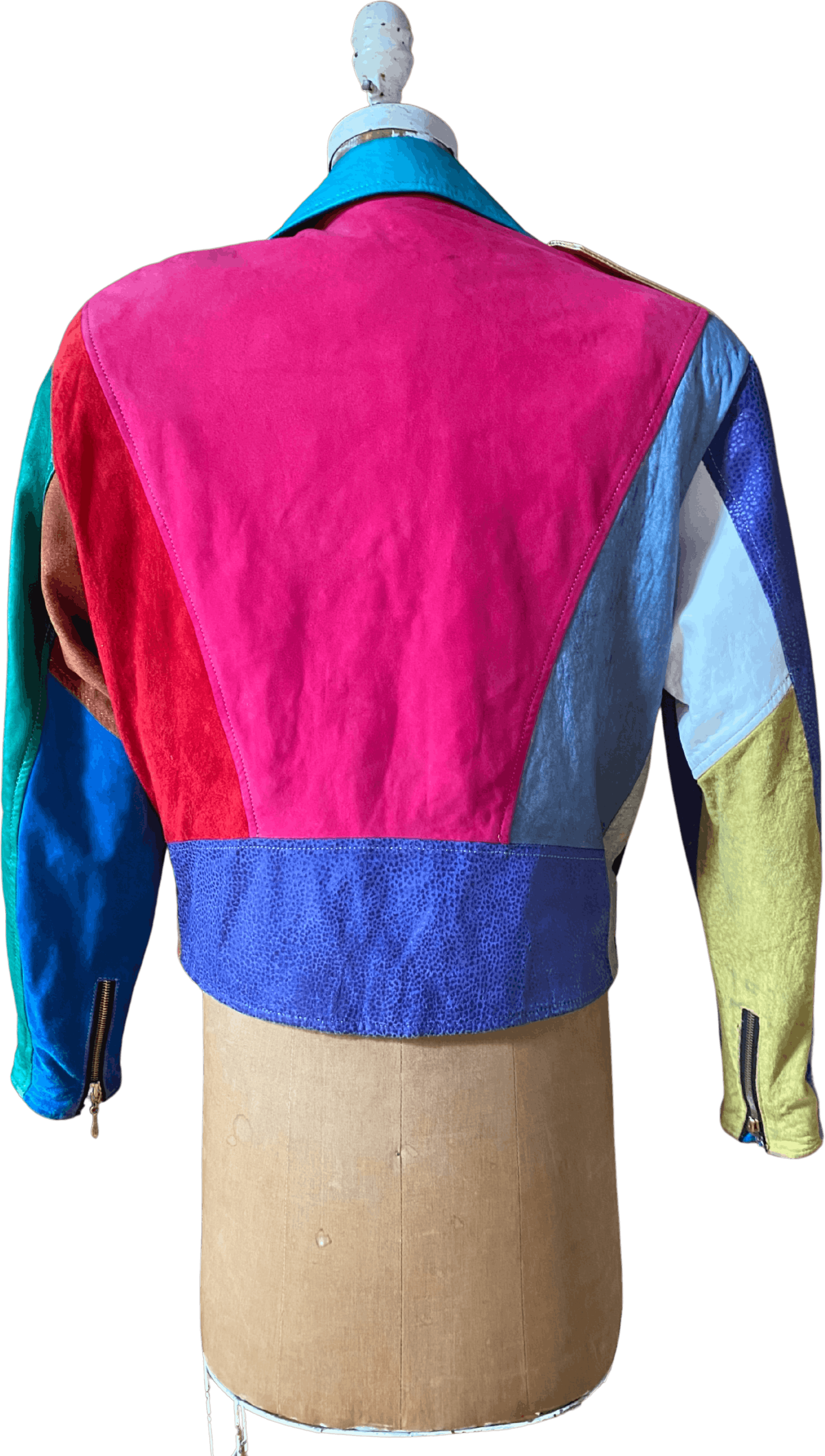Vintage 80's/90's Rainbow Colorblock Leather and Suede Motorcycle ...