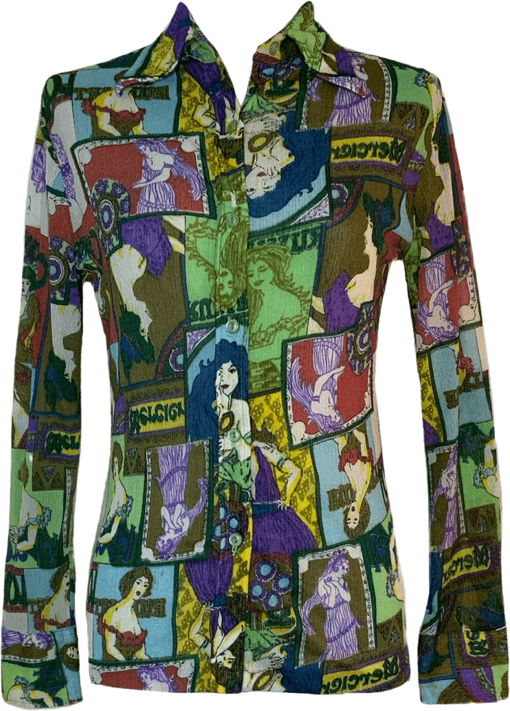 Vintage 70's Boudoir Ladies Print Button Up Blouse | Shop THRILLING
