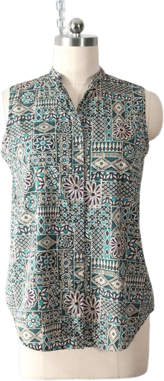 Vintage 90's Geometric Floral Sleeveless Button Top by Gap | Shop THRILLING