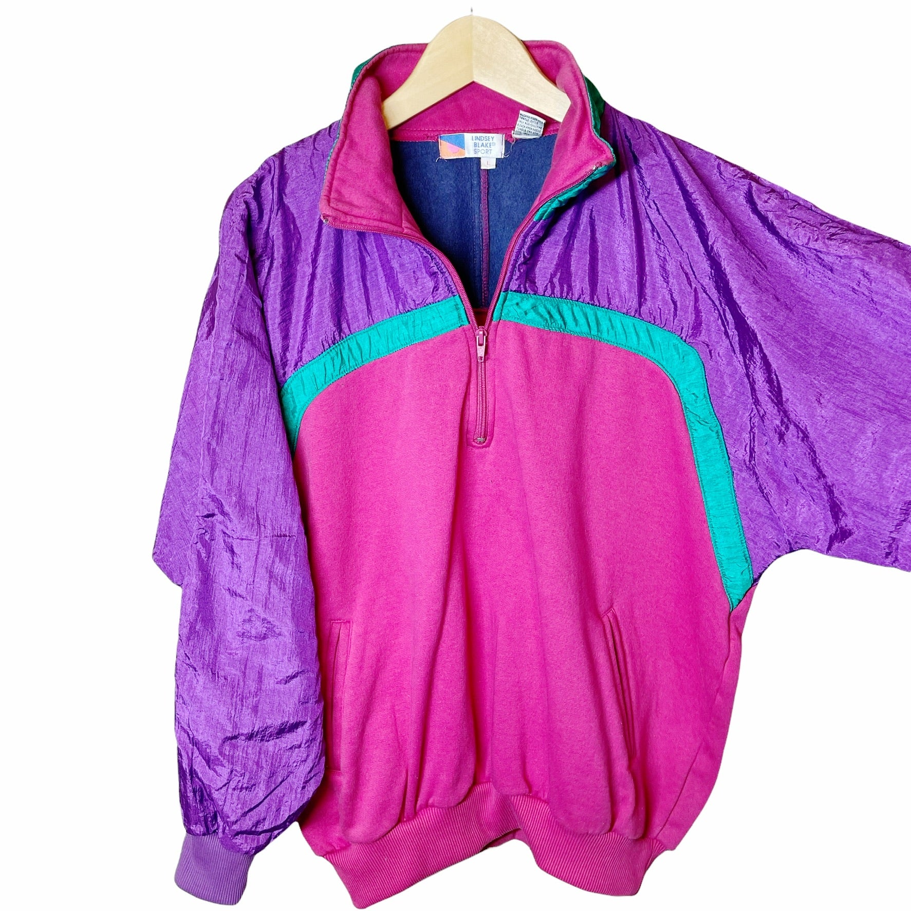 Vintage 80s/90s Colorblock 1/4 Zip Pullover Jacket By Lindsey Blake ...
