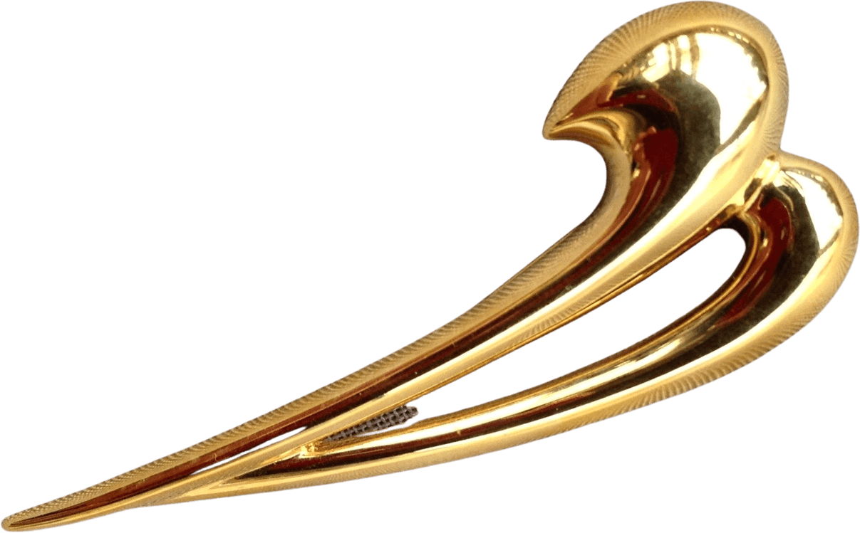Vintage Shiny Gold Swoosh Brooch by Monet | Shop THRILLING