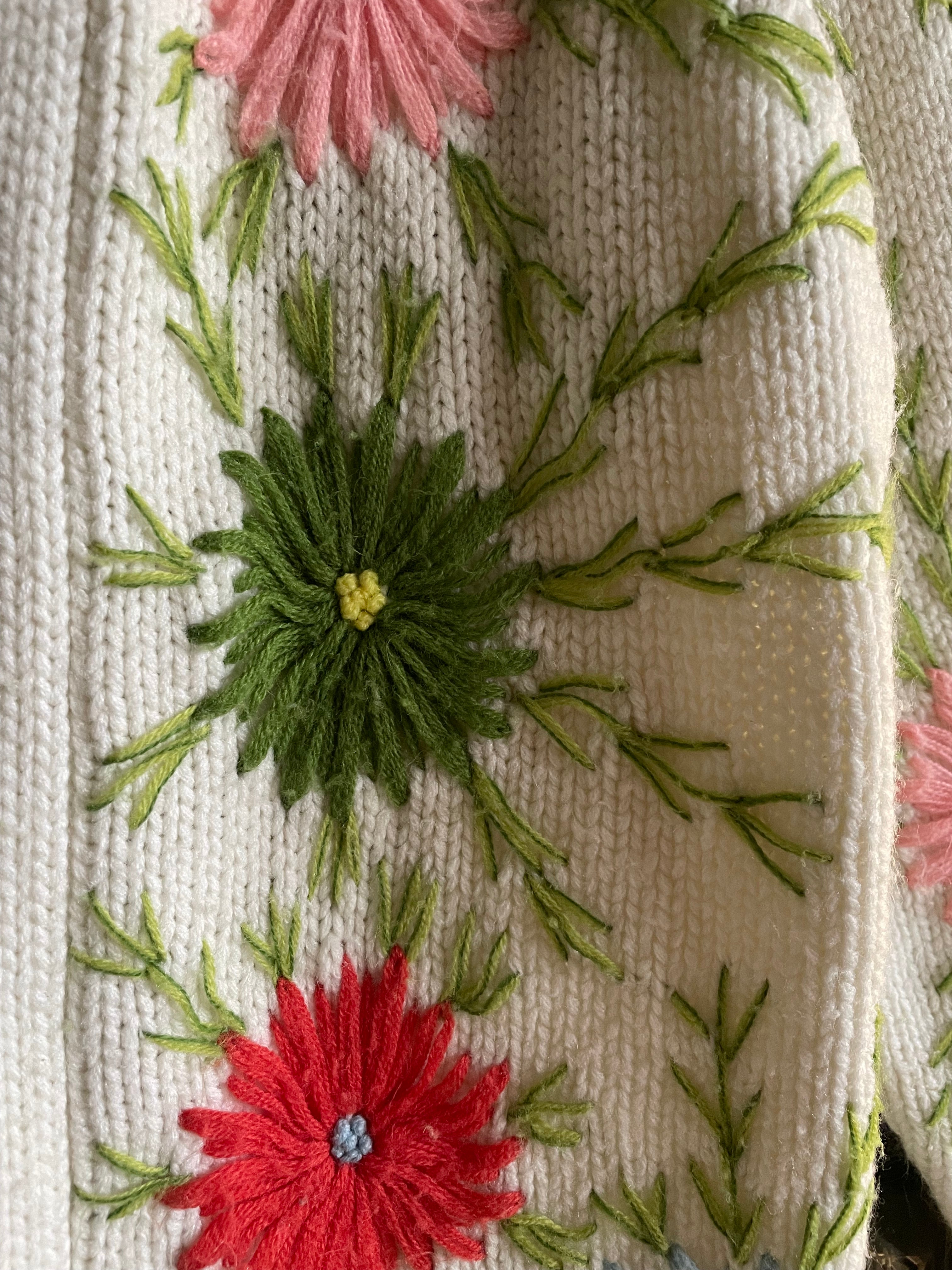 Vintage 60s/70s Floral Knit Wool Cottagecore Cardigan | Shop THRILLING