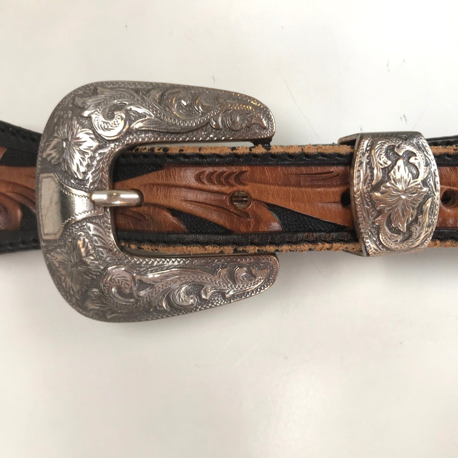 Vintage 90's Hand Tooled Leather Western Belt by Tony Lama | Shop THRILLING