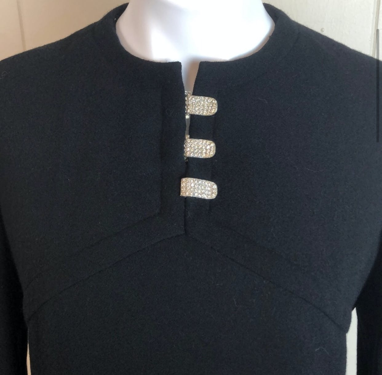 Vintage 60's/70's Black Mod High Neck Wool Dress | Shop THRILLING