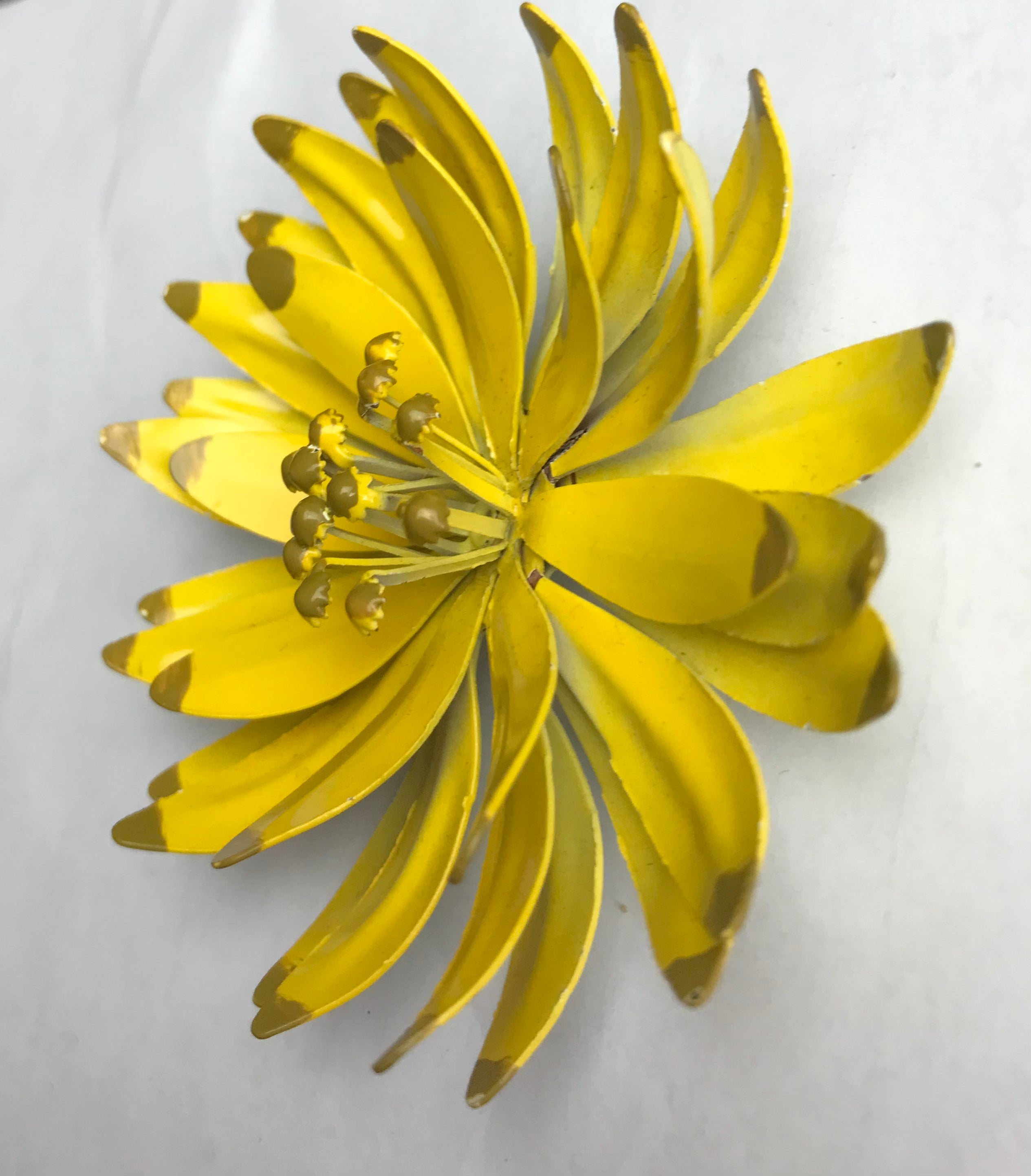 Vintage 60s/70s Large Bright Yellow Enamel Flower Pin Brooch | Shop ...