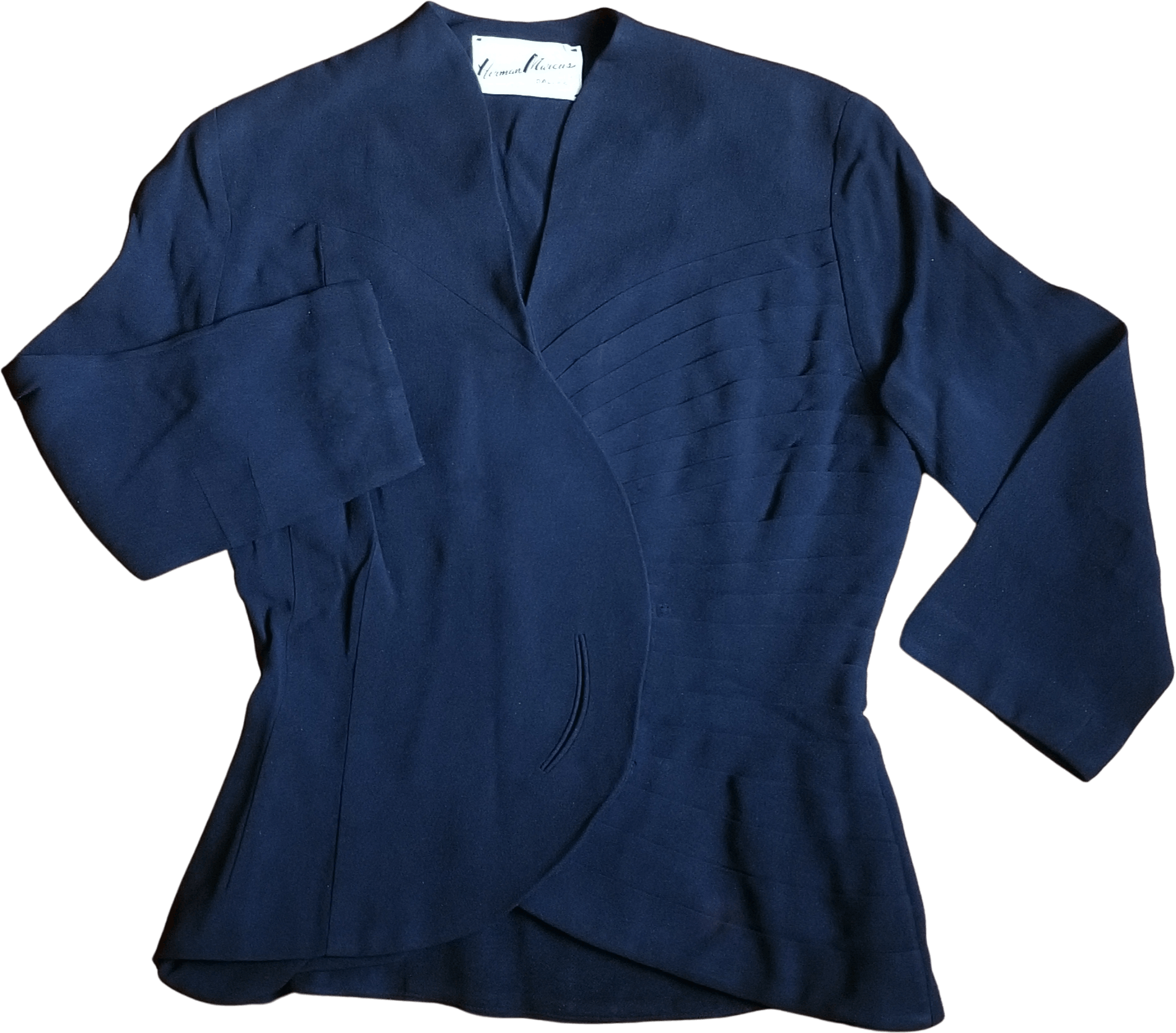 Vintage 40's Black Pleated Fan Front Rayon Jacket by Herman Marcus ...