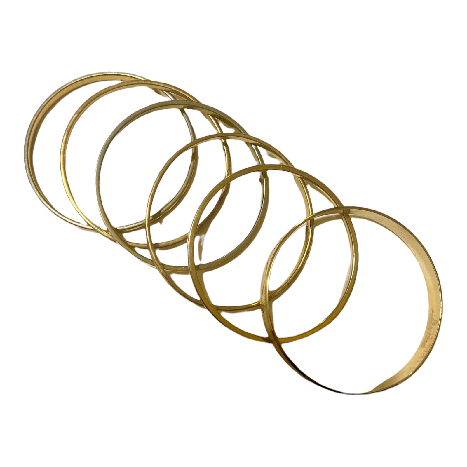 70s/80s Vintage Set Of Goldtone Metal Bangle Bracelets | Shop THRILLING