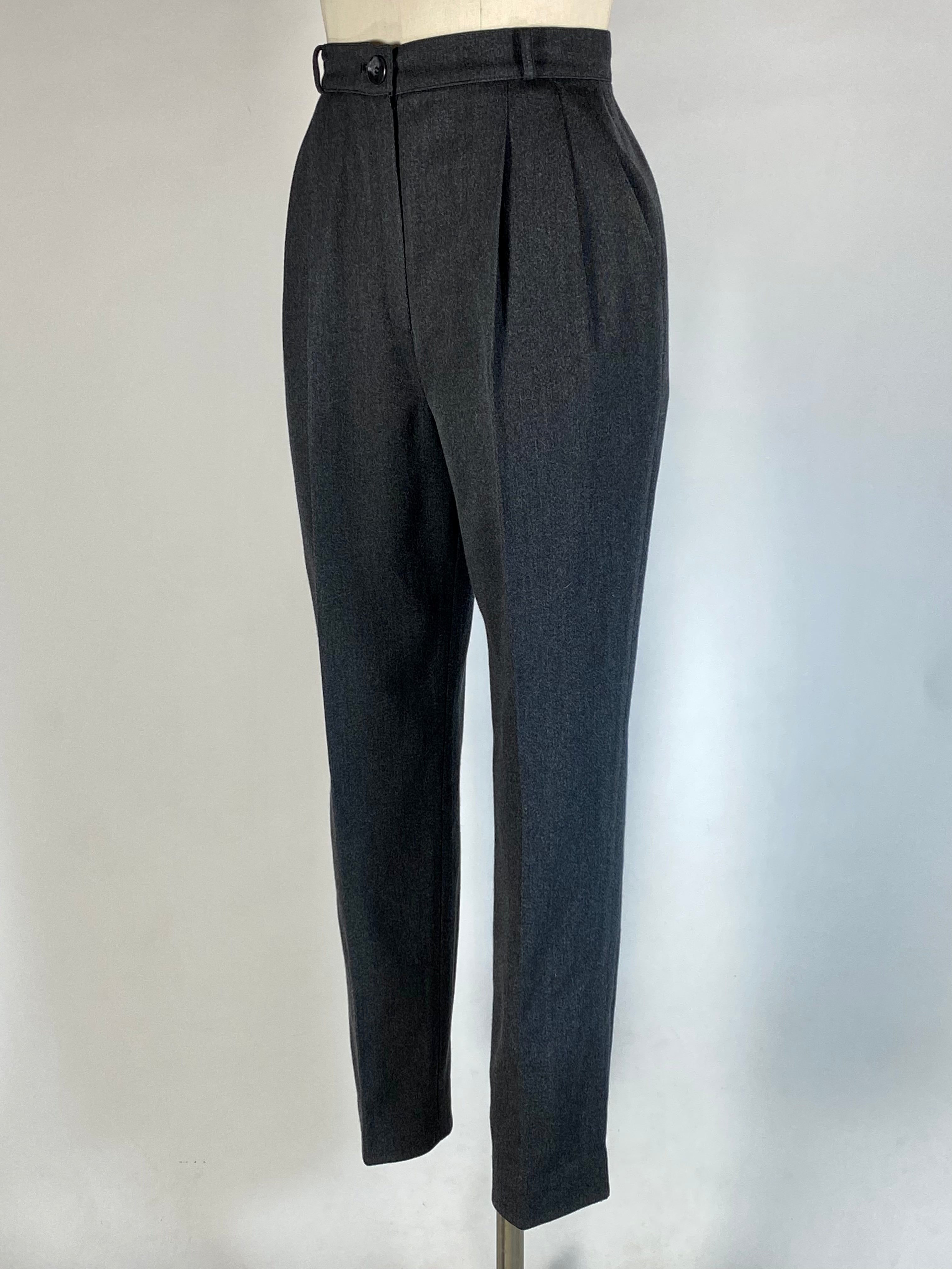 Vintage 80s/90s High Waist Pleat Front Charcoal Trouser Pants By Eun ...