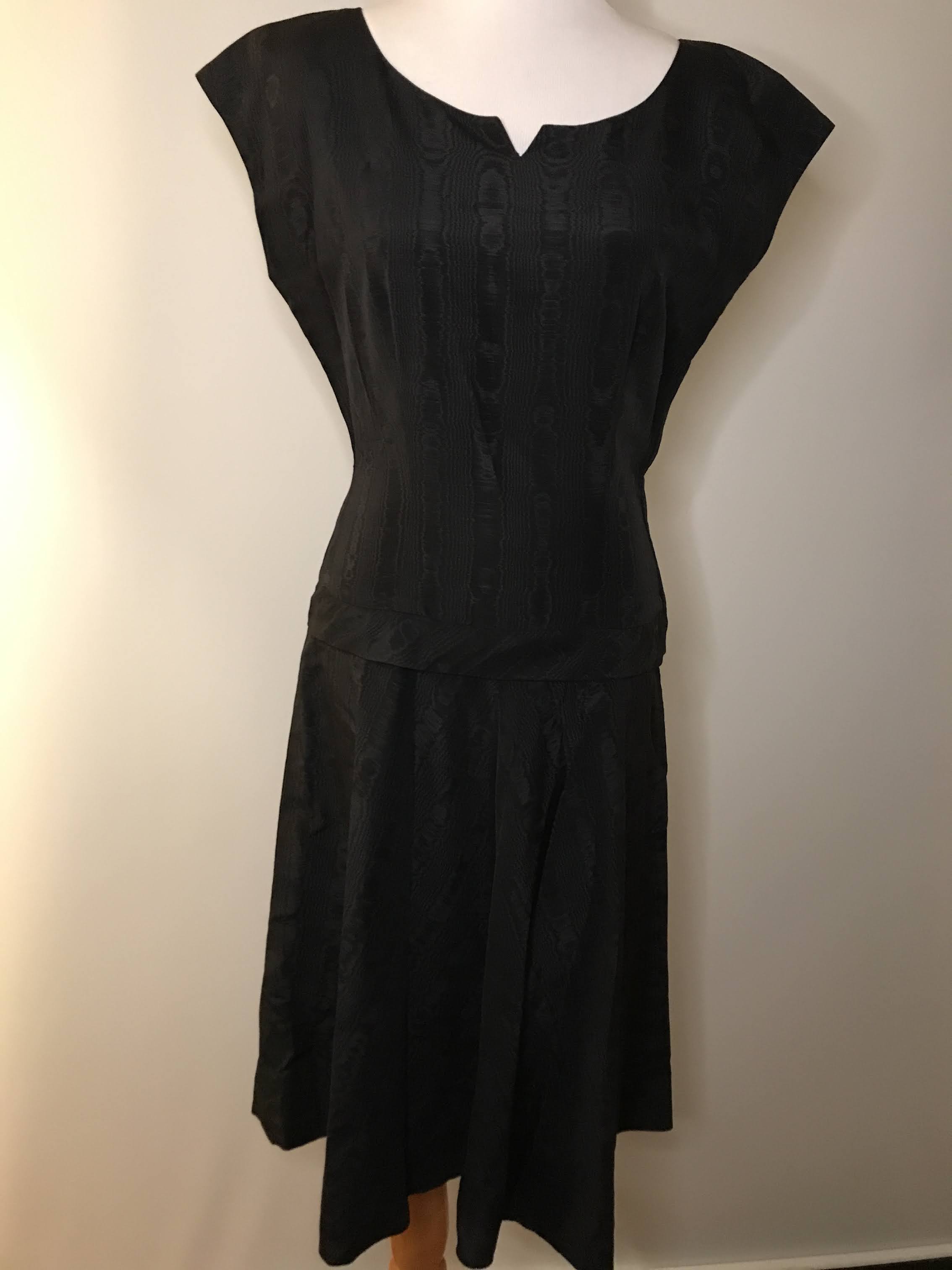 Vintage 40s/50s Moire Black Witchy Cocktail Goth Drop Waist Dress ...