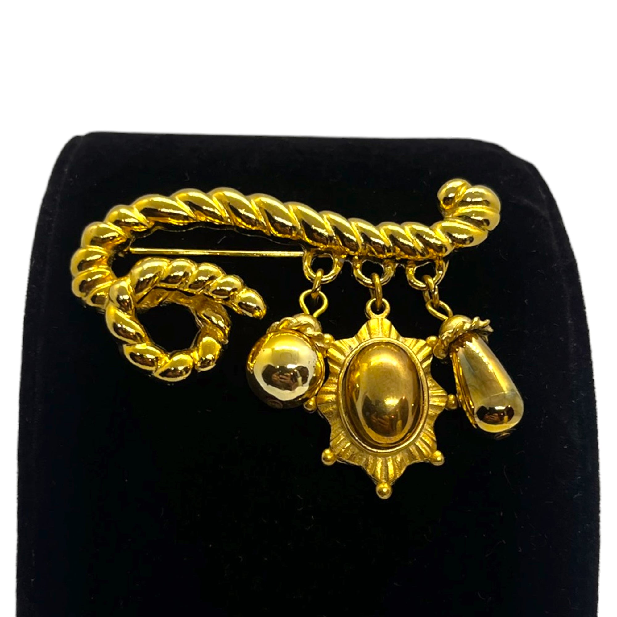 Vintage Charm Brooch Pin 80s 90s Couture Gold Rope Chain Byzantine ...