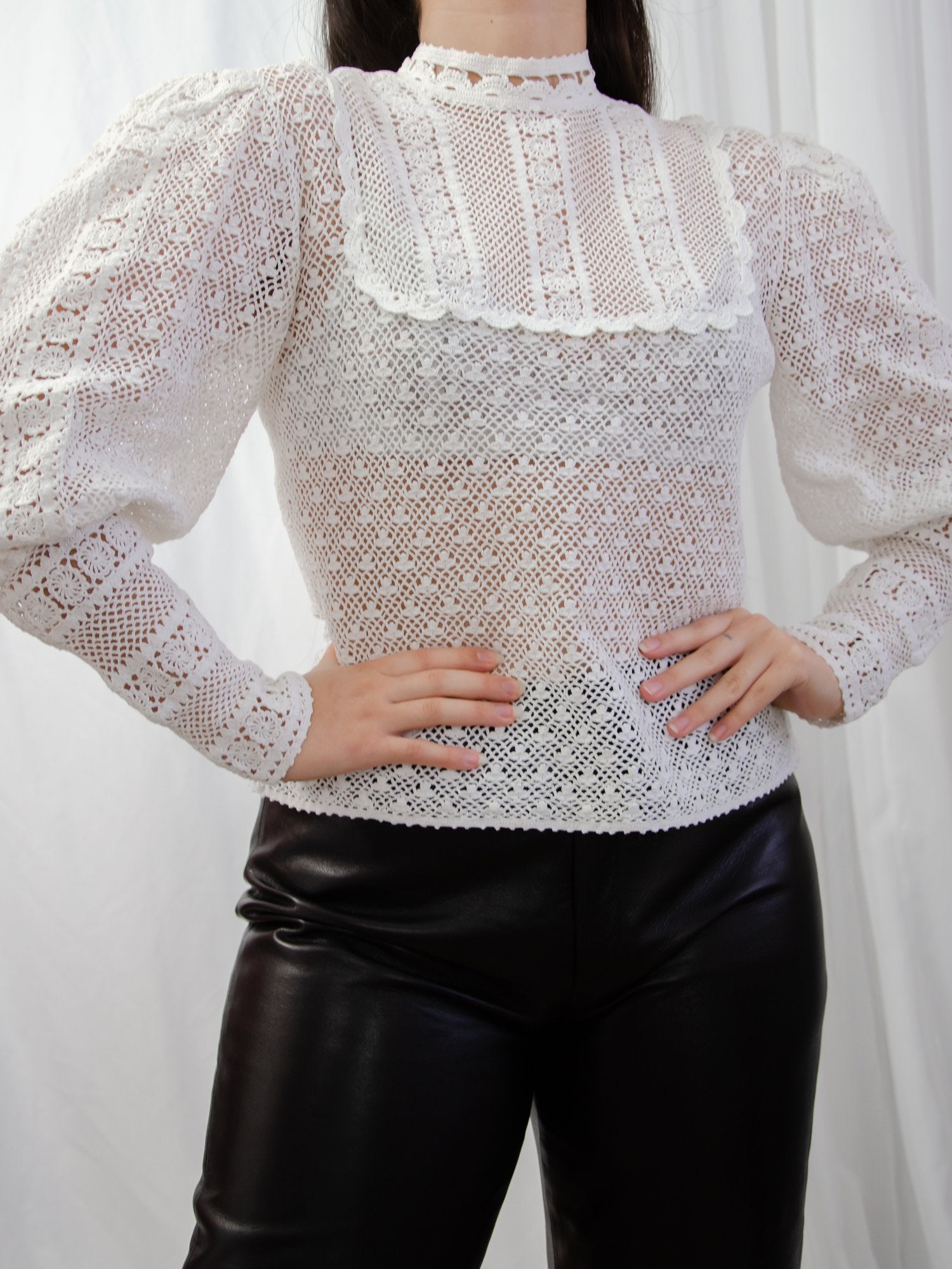 Vintage 70s Victorian Style Crochet Top | Shop THRILLING