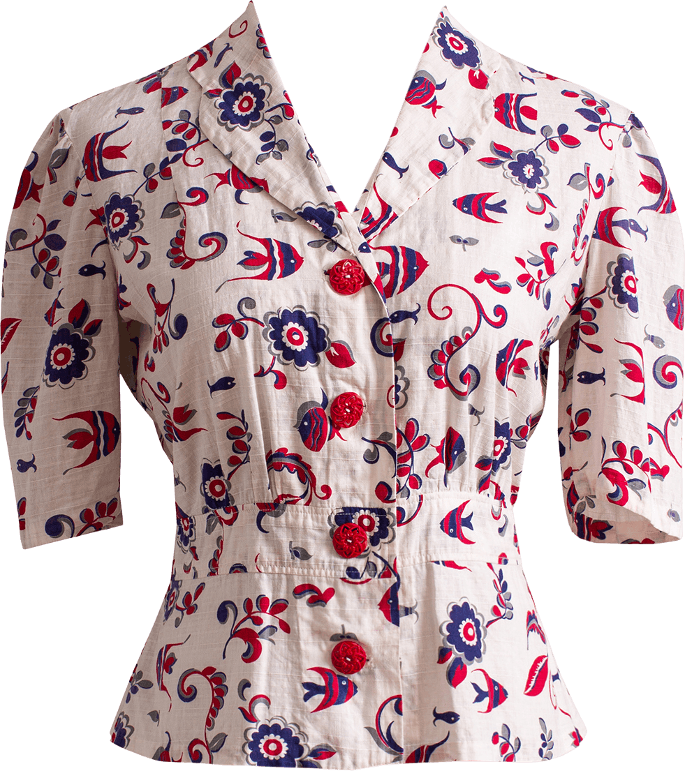 Vintage 30's Novelty Fish Print Blouse | Shop THRILLING
