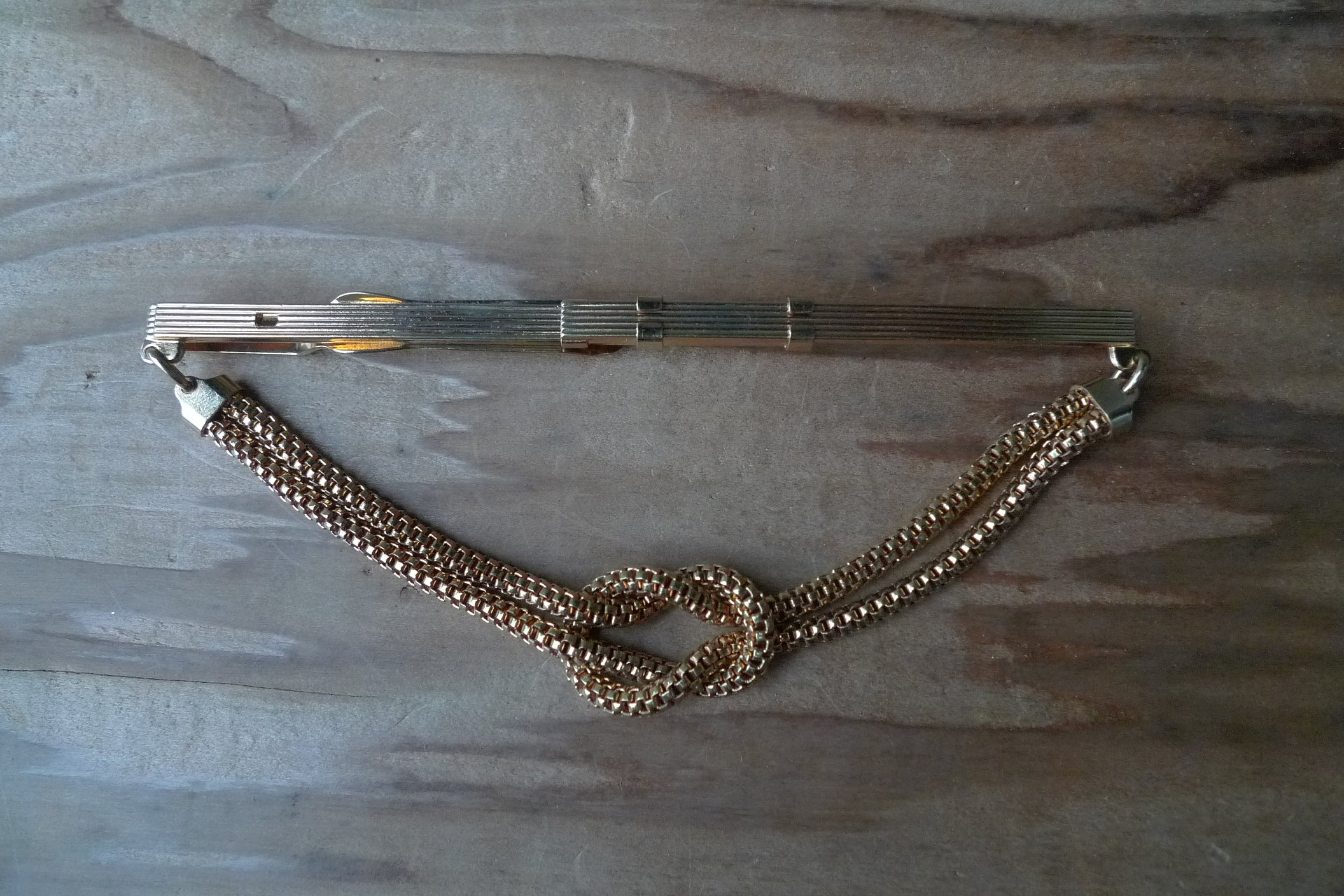 Vintage 60s Stunning Bold Gold Adjustable Tie Bar With Chain | Shop ...
