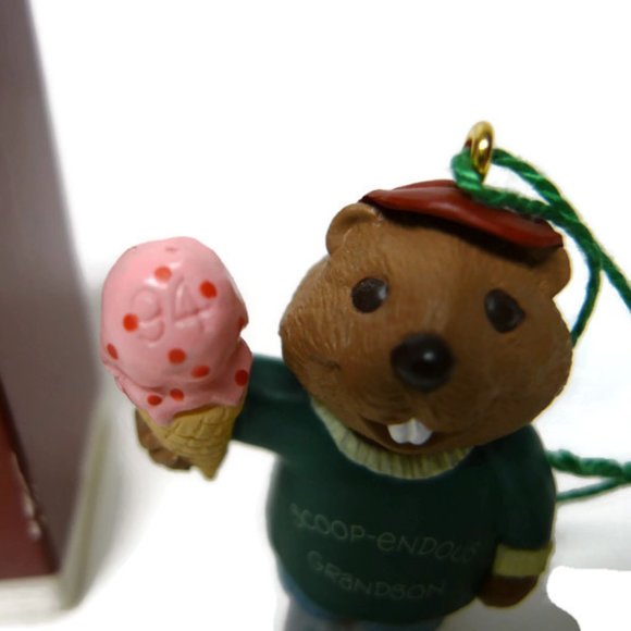 Vintage 90s 1994 Grandson Beaver With Ice Cream Ornament By Hallmark ...