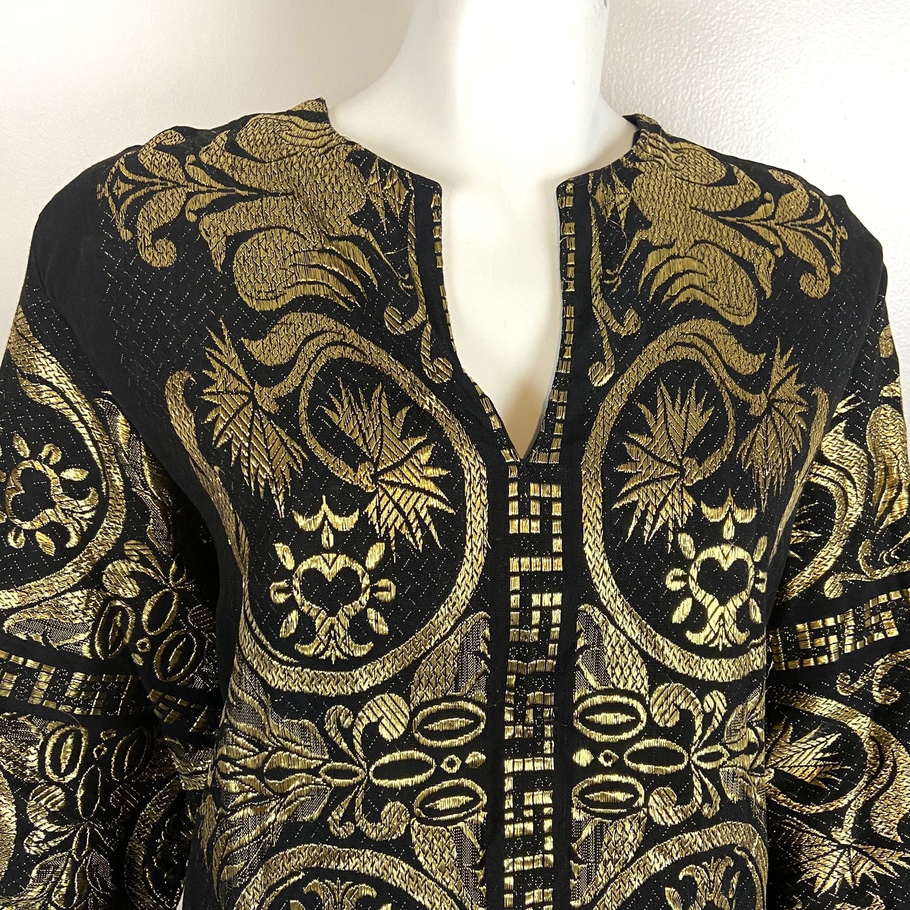 Vintage 70s Greek Key Grecian Metallic Tunic Top Shirt | Shop THRILLING