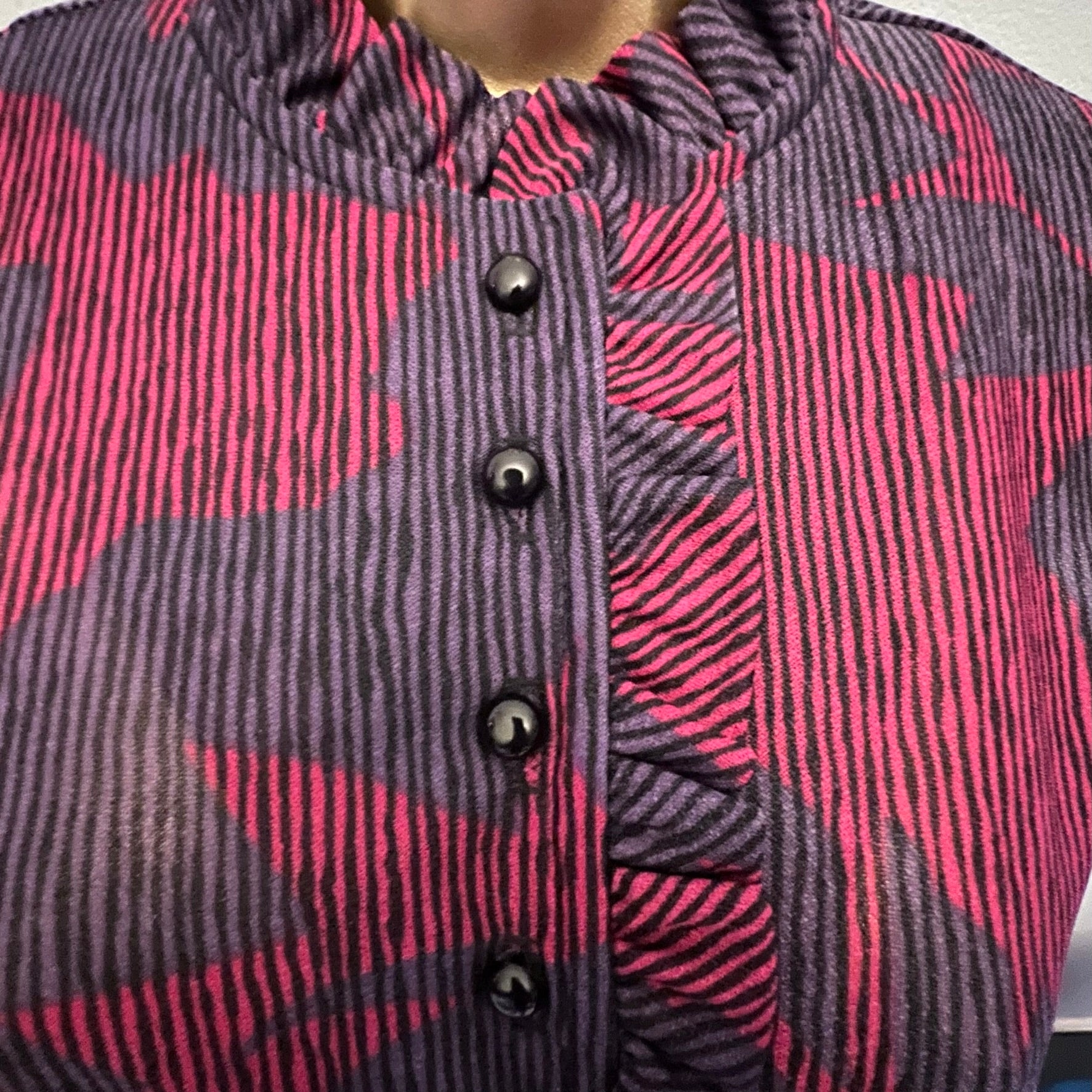 Vintage 70s Magenta And Purple Ruffle Collar And Button Front By Berg ...