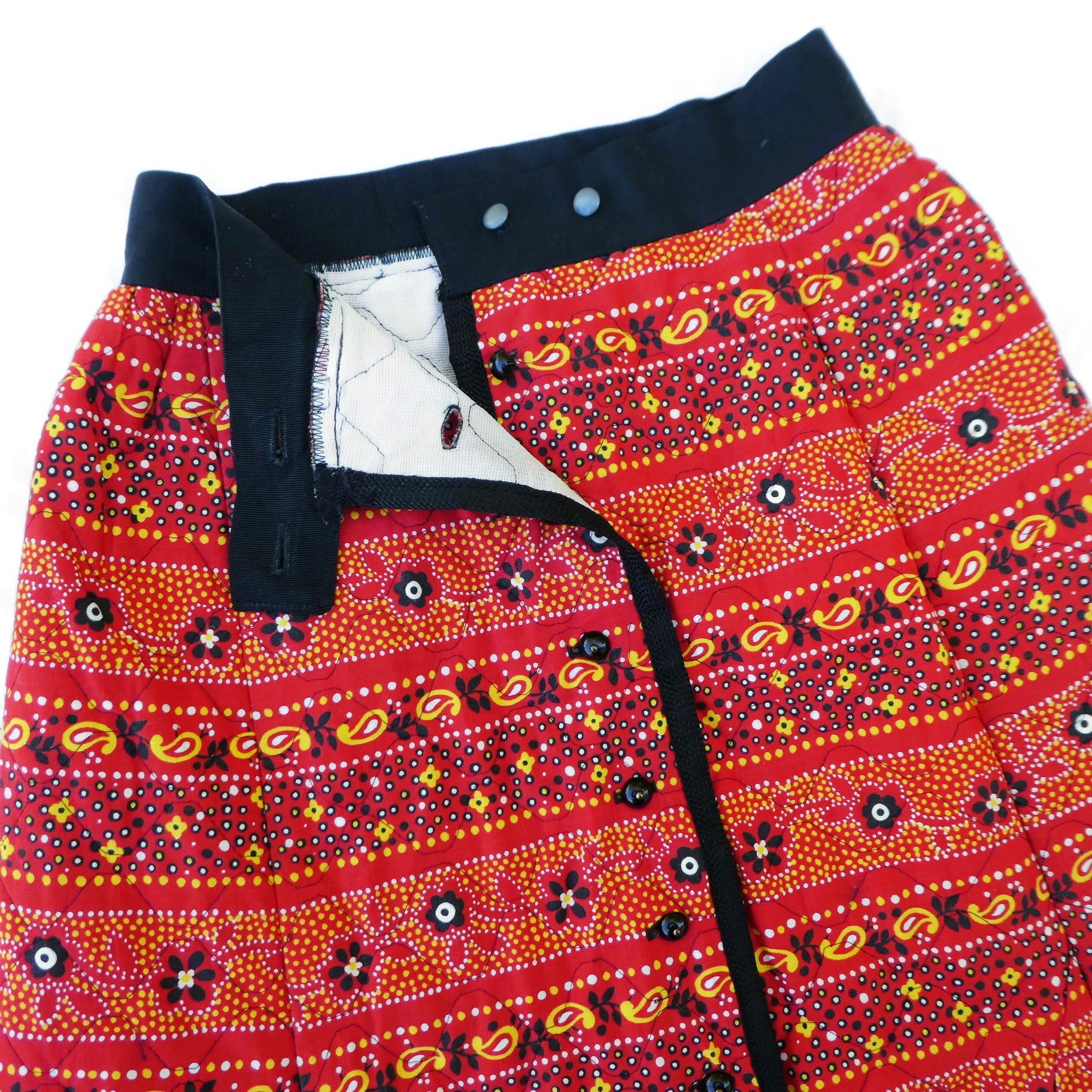 Vintage 60s/70s Quilted Maxi Hippy Skirt Mixed Floral Paisley M By ...