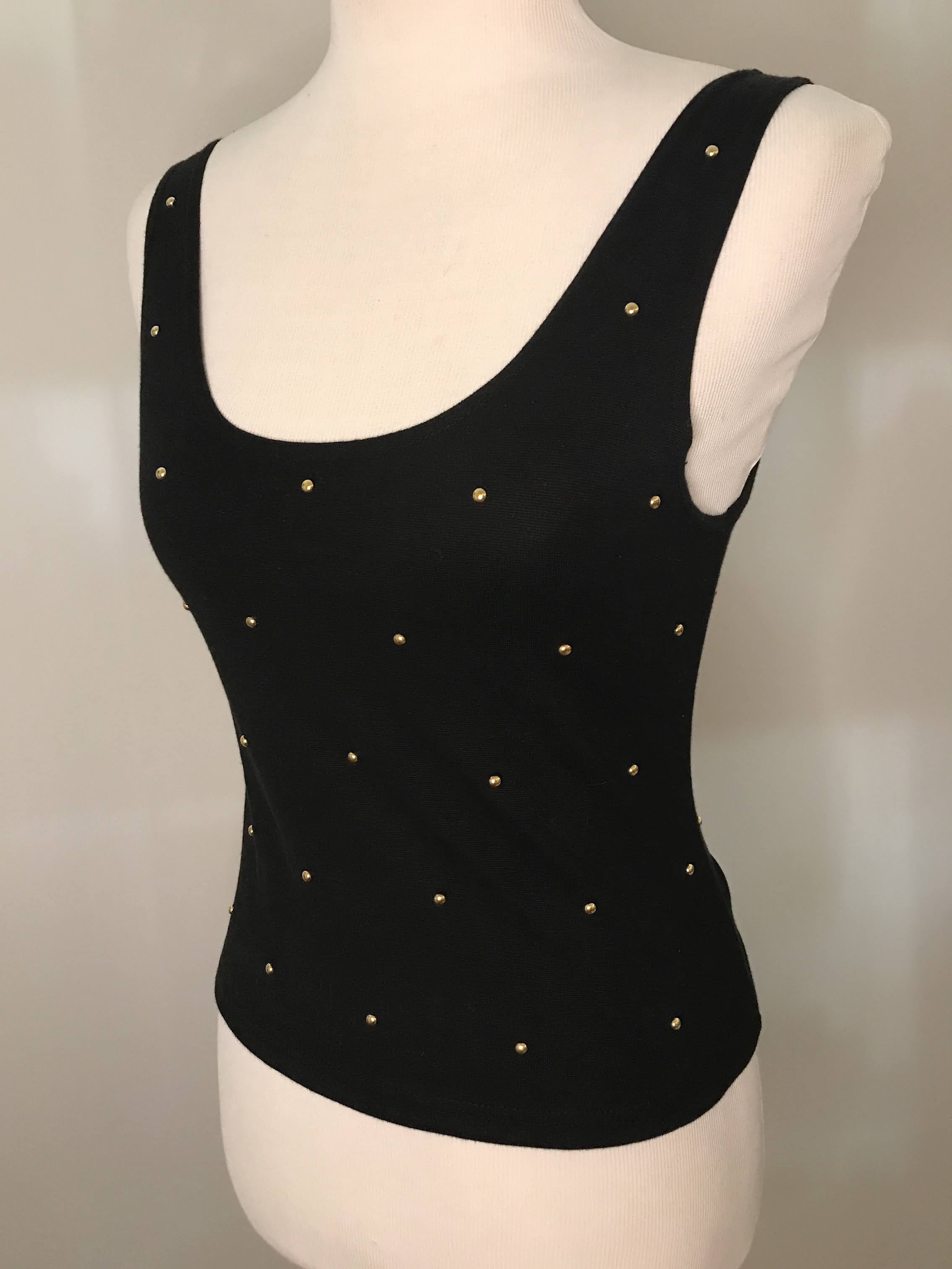 Vintage 80s/90s Balletcore Black Gold Studded Athletic Dancer Tank By ...