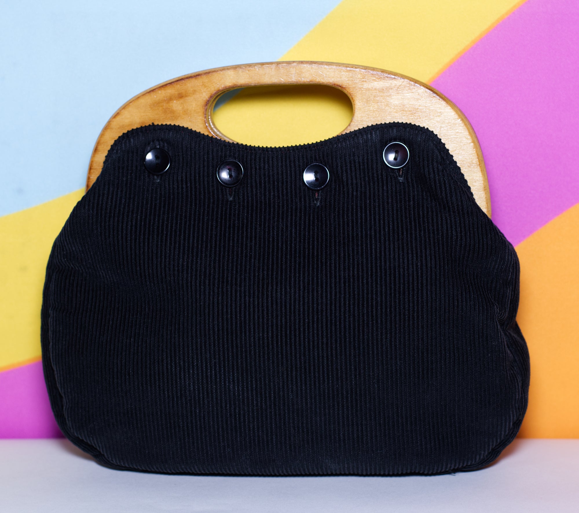 Vintage 80s Black Corduroy Bermuda Bag | Shop THRILLING