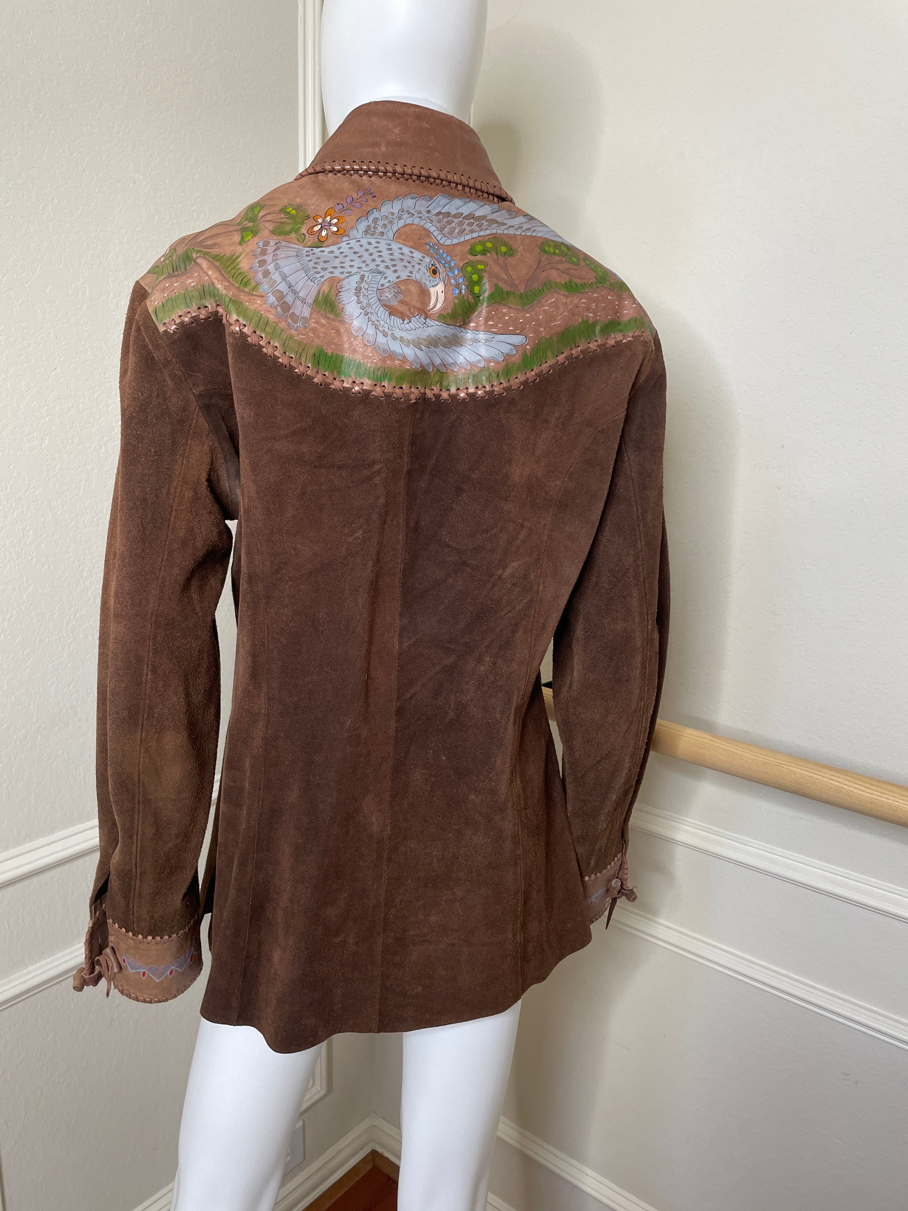 Vintage 70s Char Santa Fe Painted Leather Jacket Western Bird By Char ...