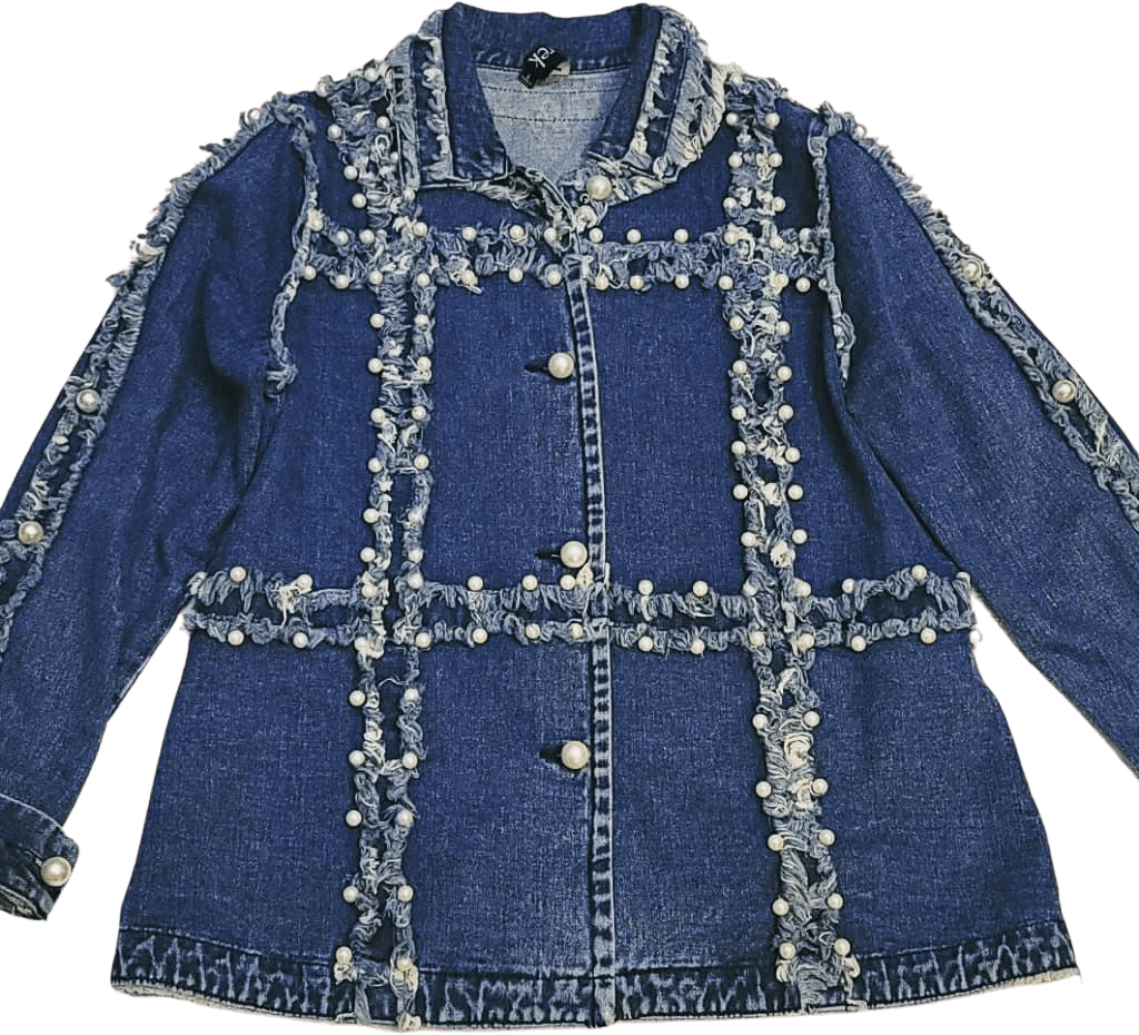 Vintage Pearl Embellished Fringed Jean Jacket by Berek | Shop THRILLING