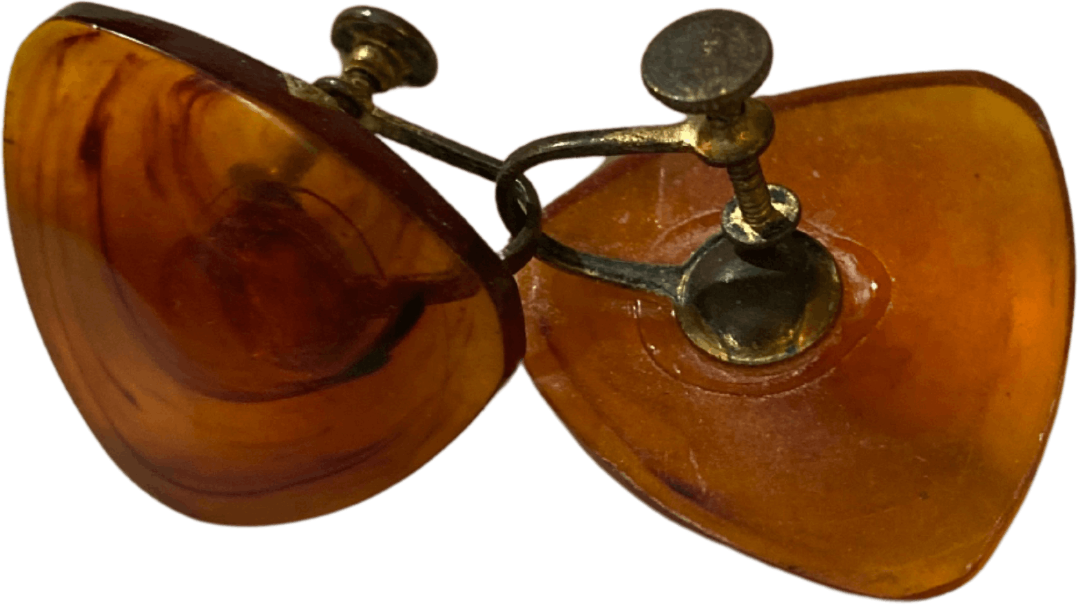 Vintage 70's Golden Brown See Through Clip On Earrings | Shop THRILLING