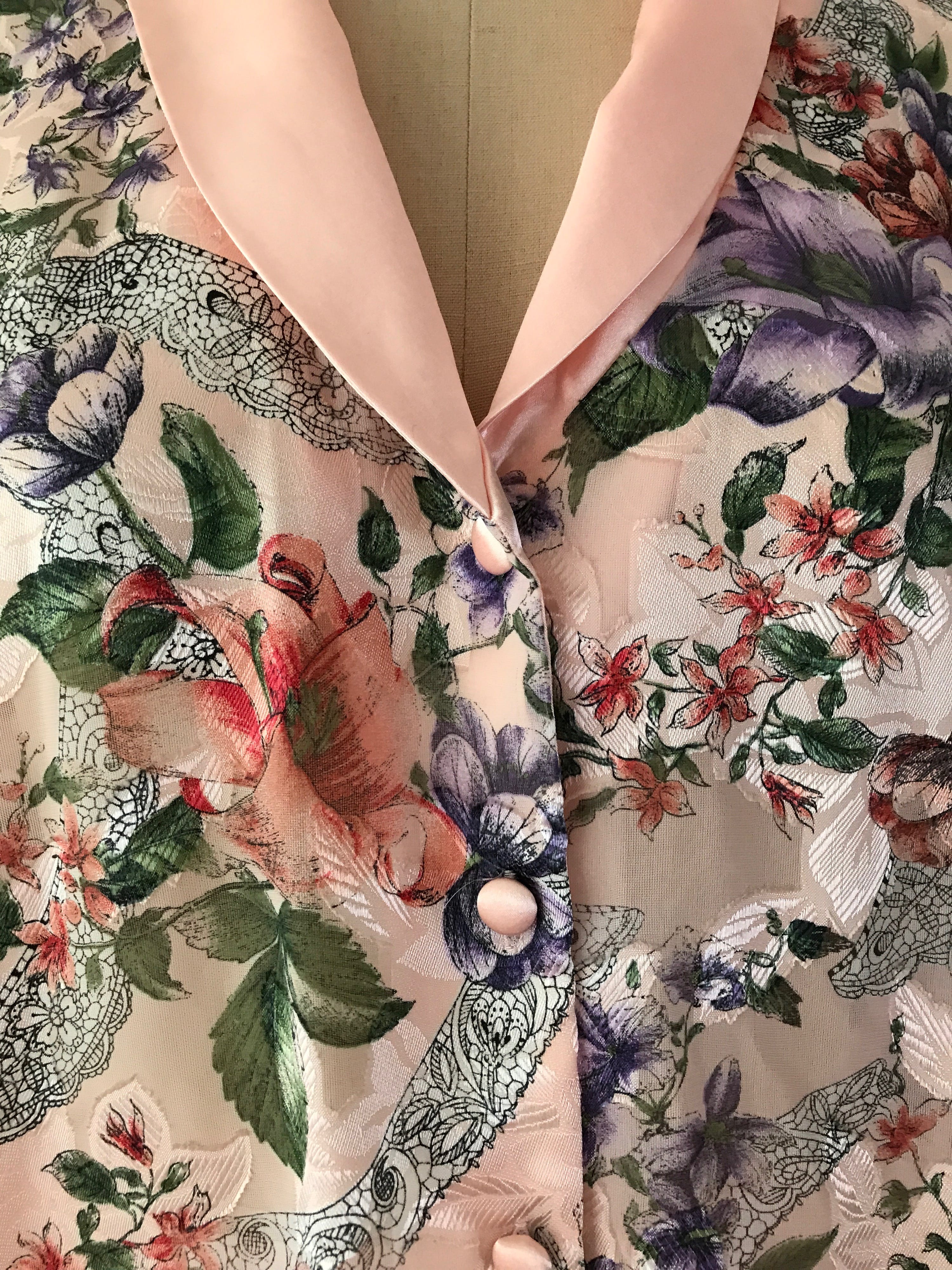 Vintage 80's Pale Pink Satin Floral Pajama Set by Victoria's Secret ...