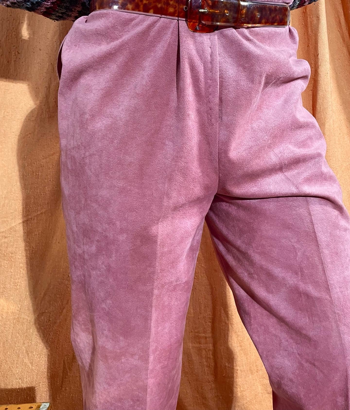 Vintage 90s Dusty Pink Blush Colored Suede Leather Trousers | Shop ...