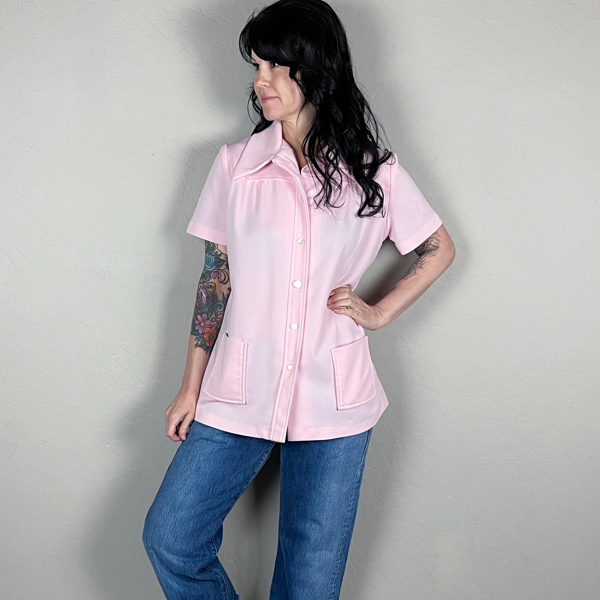Vintage 70s Light Pink Smock Top | Shop THRILLING
