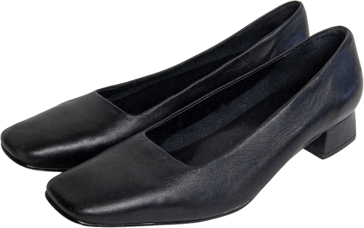 Vintage 80's Black Leather Square Toe Heels by Etienne Aigner | Shop ...