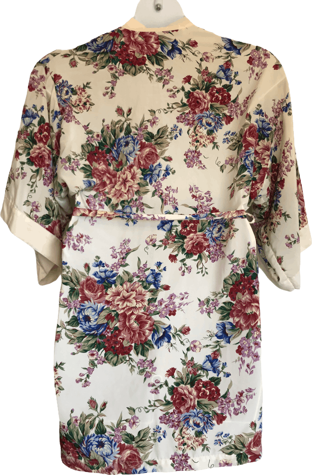 Vintage 80's Silky Floral Short Belted Robe by Val Mode | Shop THRILLING